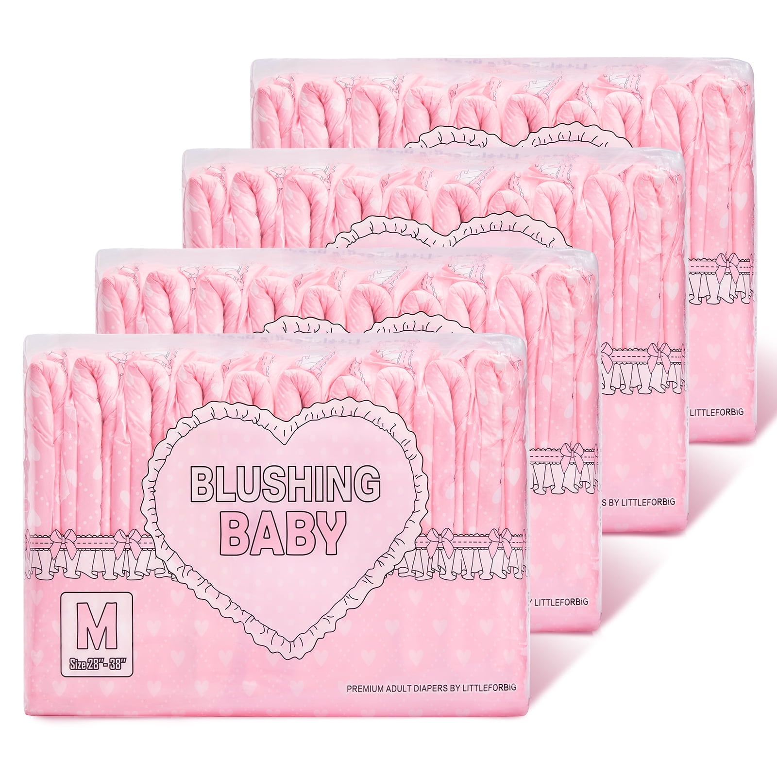 Littleforbig Printed Adult Brief Diapers 40 Pieces (4 Packs) - Blushing ...