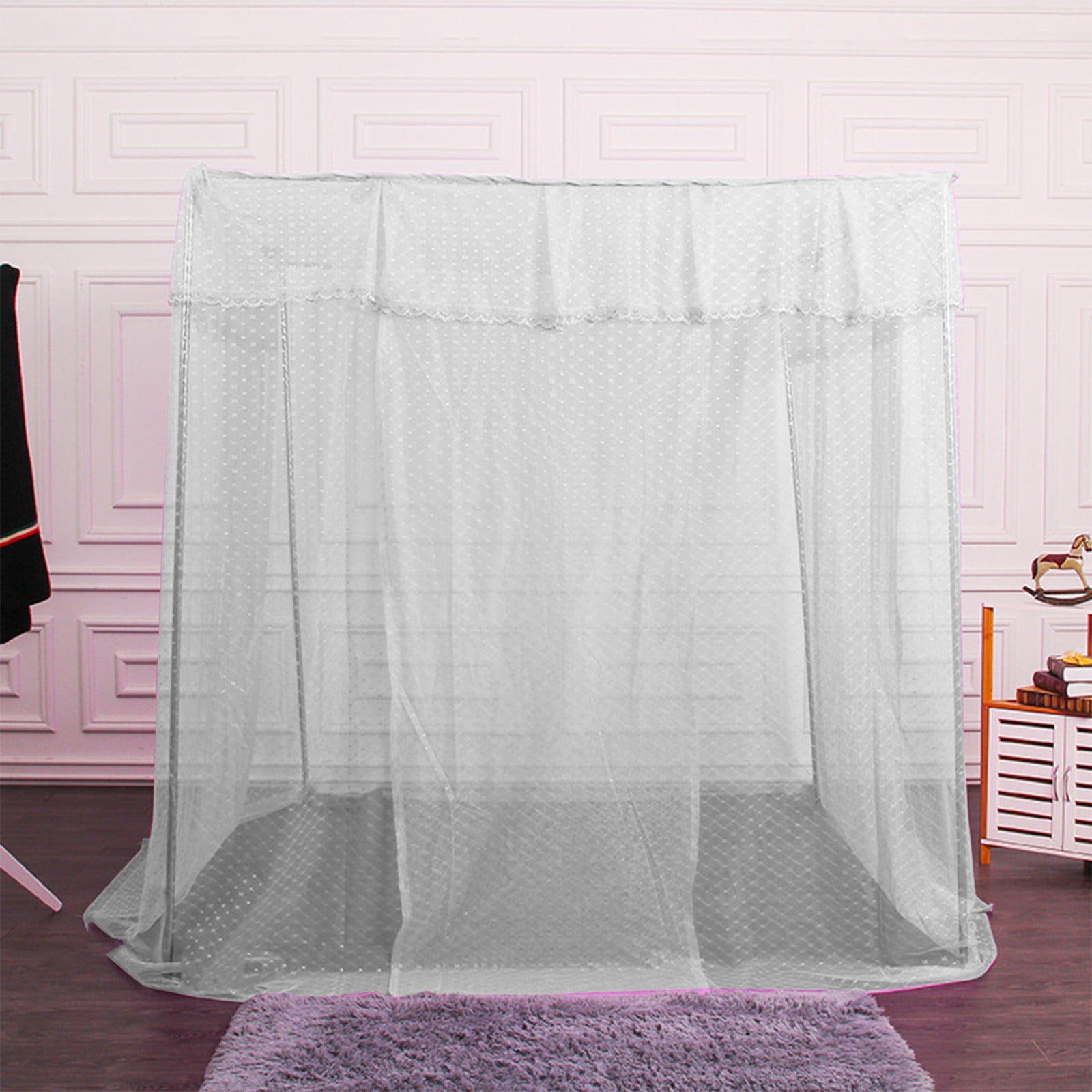 Littleplum 4 Corners Post Ruffle Princess Bed Canopy Curtain - Double ...