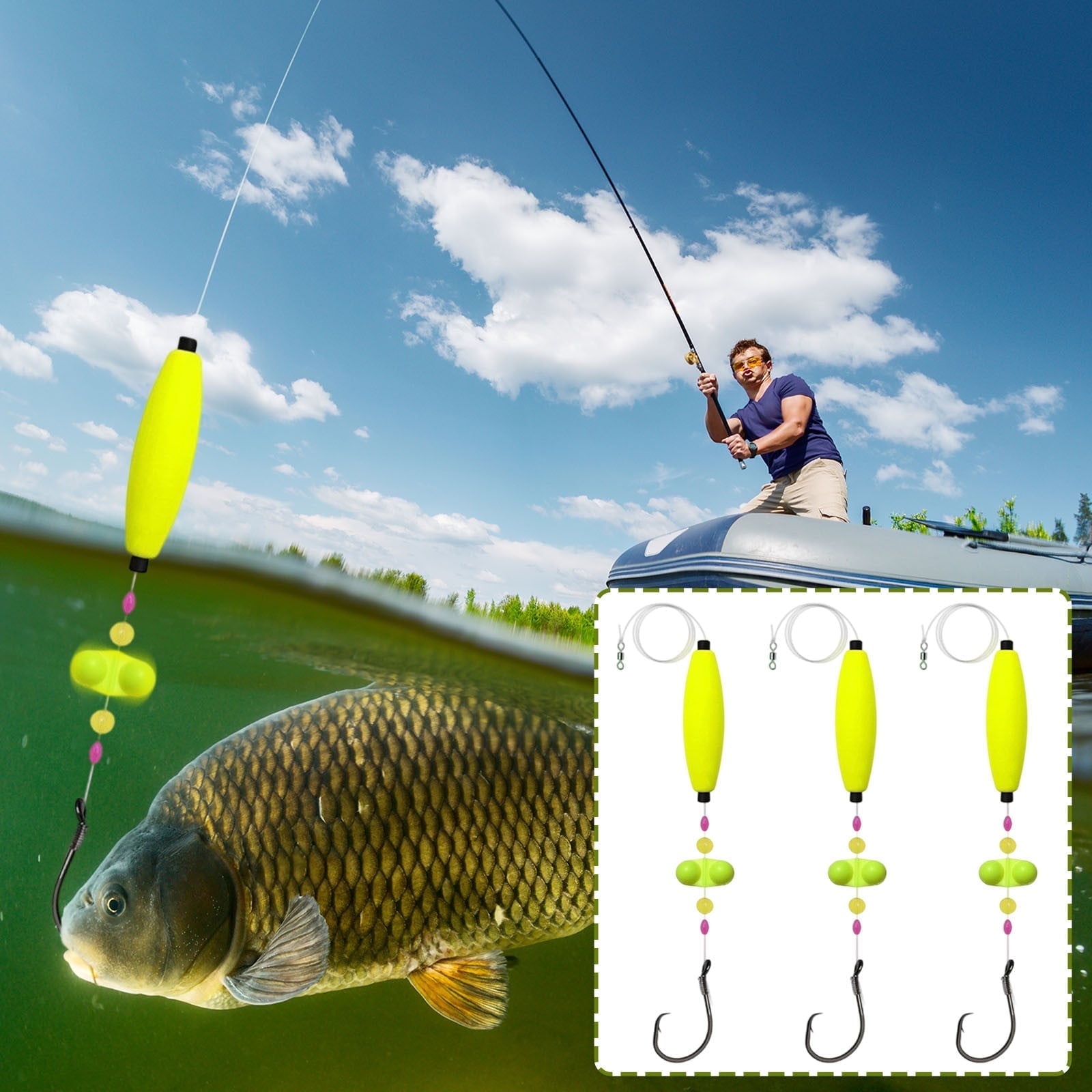 Littleplum Catfish Rig Catfish Rigs,3 Packs Catfish Rattle Floater ...