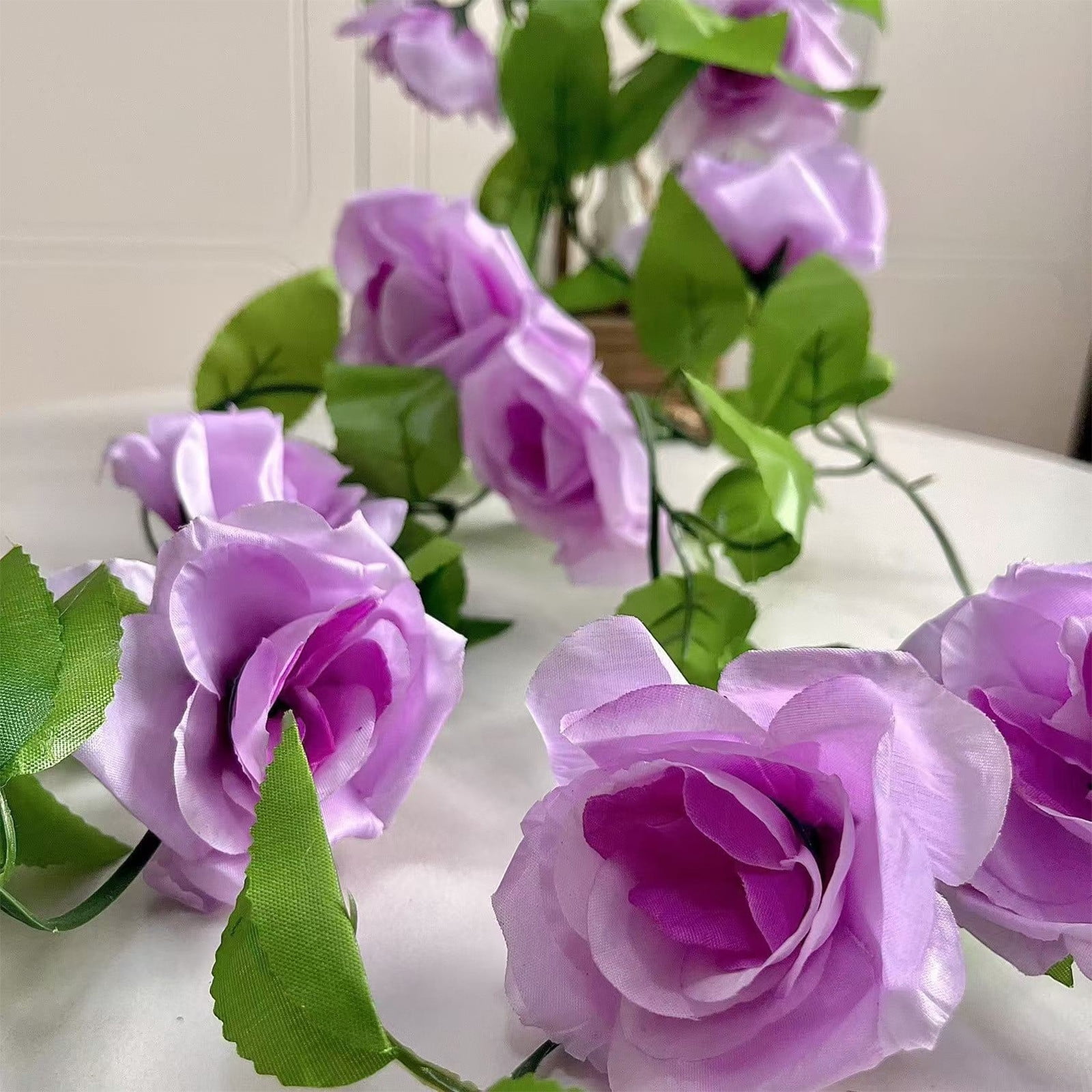 Littleplum Purple Rose Artificial Flowers Garland Vines,Fake Flowers ...