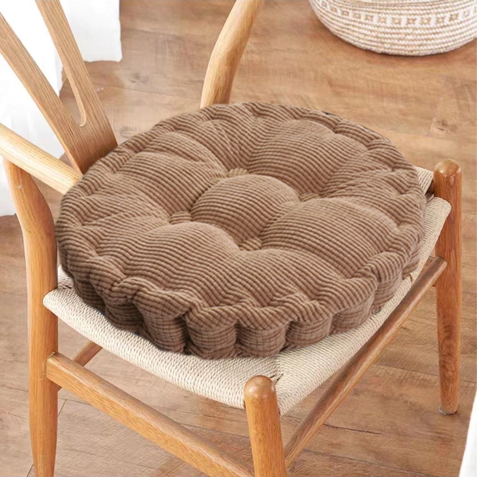 Littleplum Round Seat Cushions,Round Thick Soft Chair Pads Warm Corduroy Cushions Tufted EPE ...