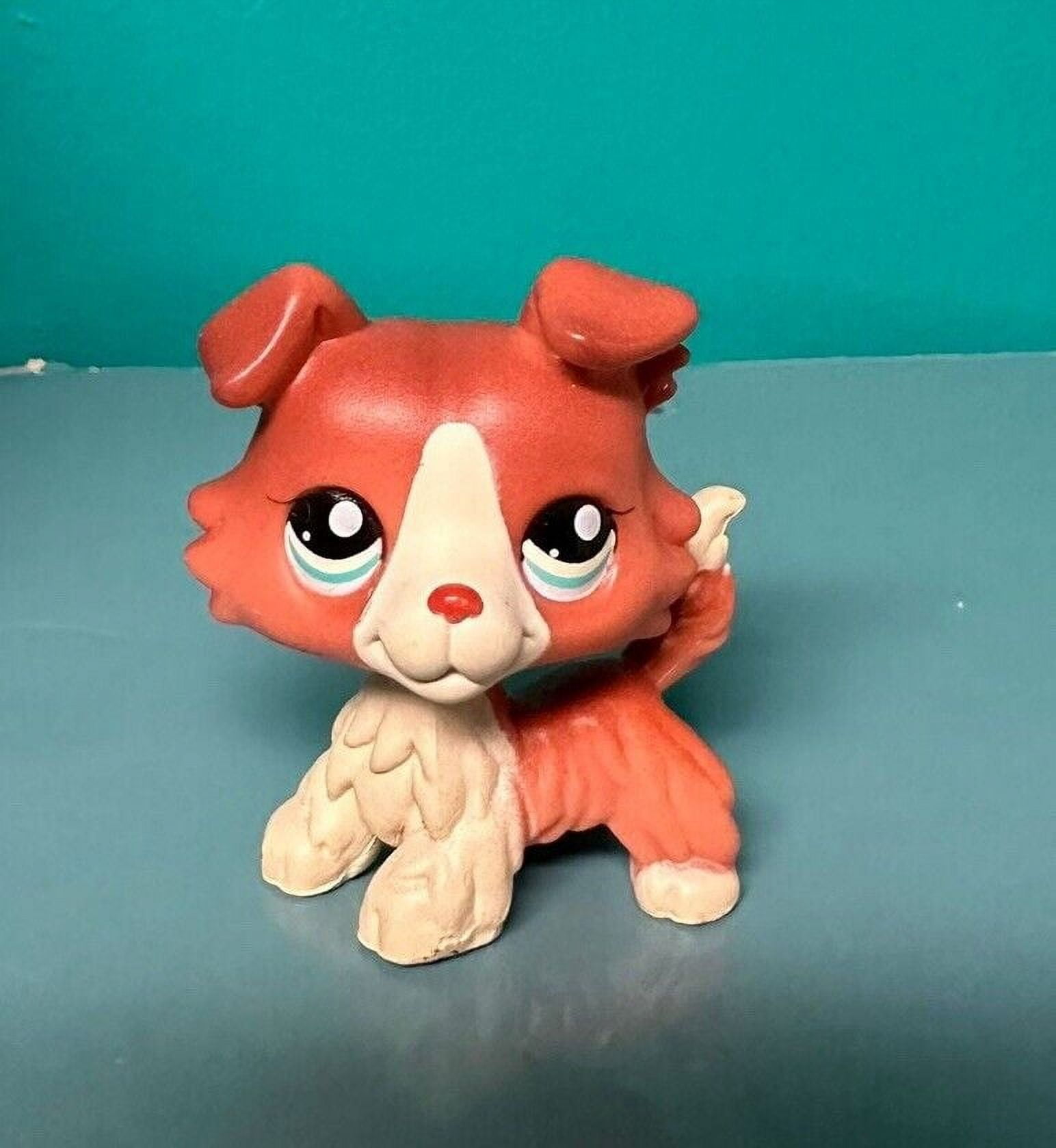 Littlest Pet Shop 1542 LPS Authentic Brown Red White Collie Dog Blue ...