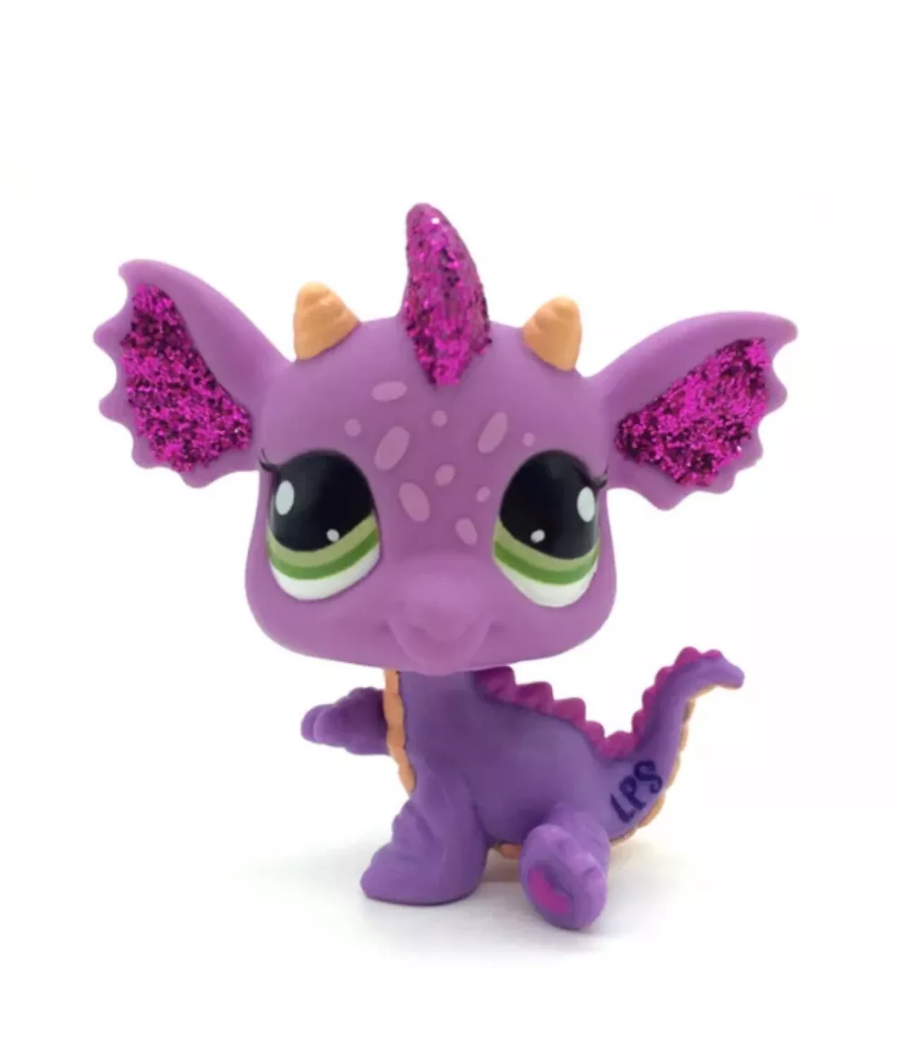 Littlest Pet Shop 2660 Purple & Pink Sparkle Glitter Dragon Green Eyes ...