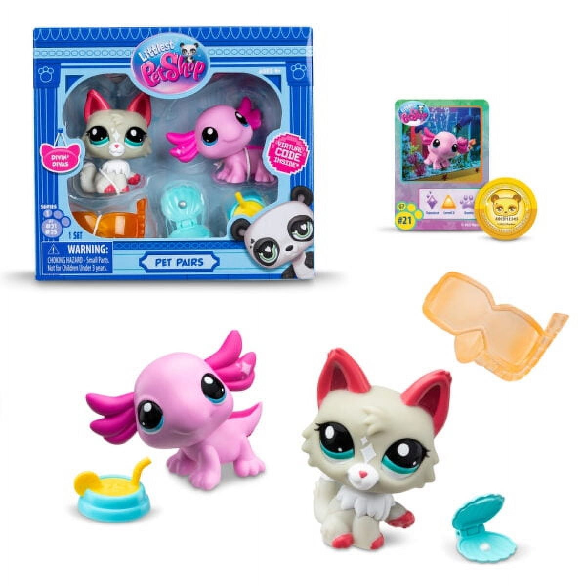 Littlest Pet Shop Divin' Divas Pair-2 Pets, 3 Accessories, Card & Code ...