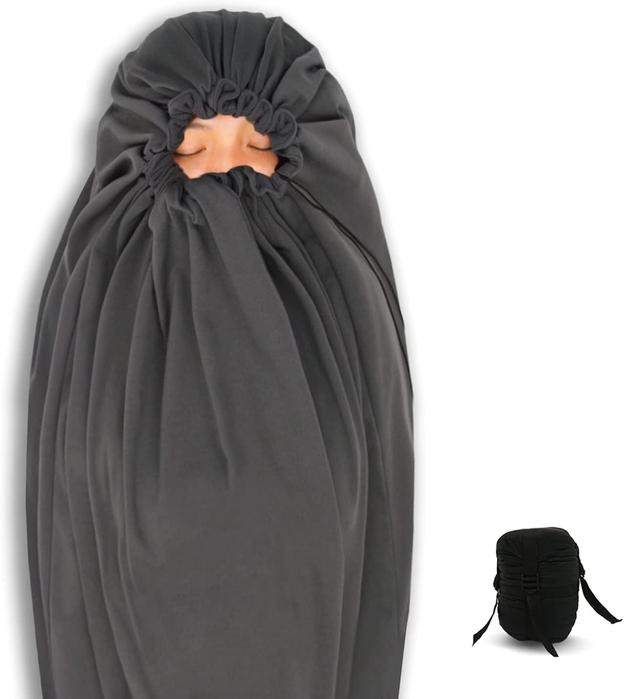 Litume Fleece Sleeping Bag Liner with Hood – Lightweight All-Season ...