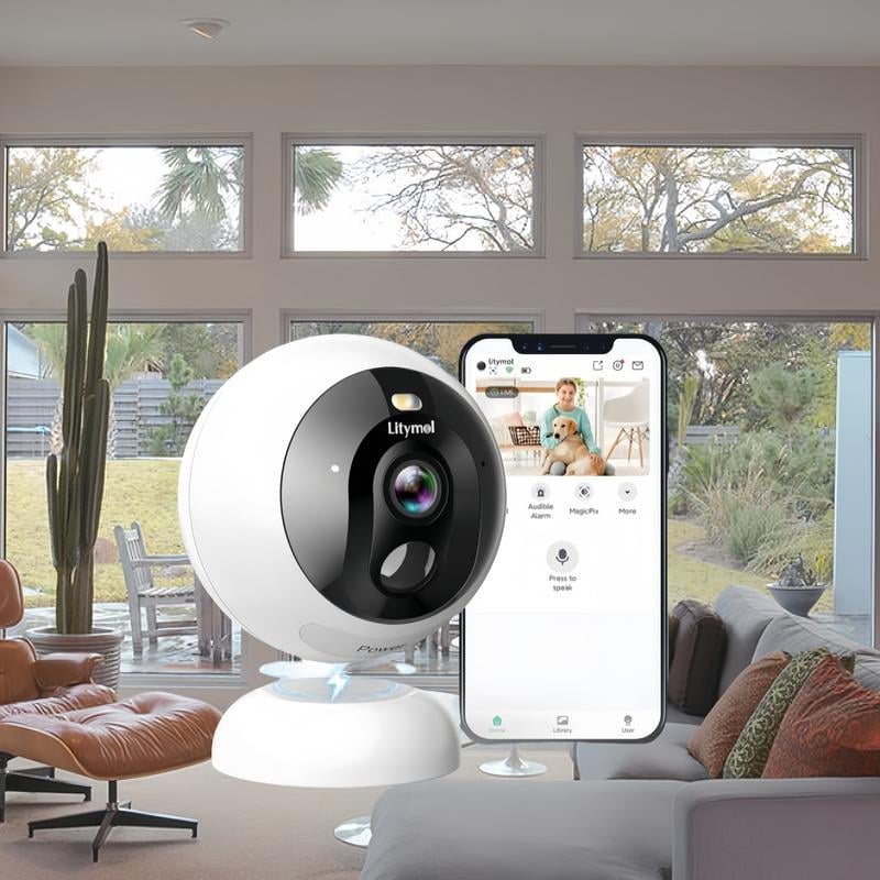 Litymol Magnetic Wireless Window Security Camera with 2K Resolution, AI ...