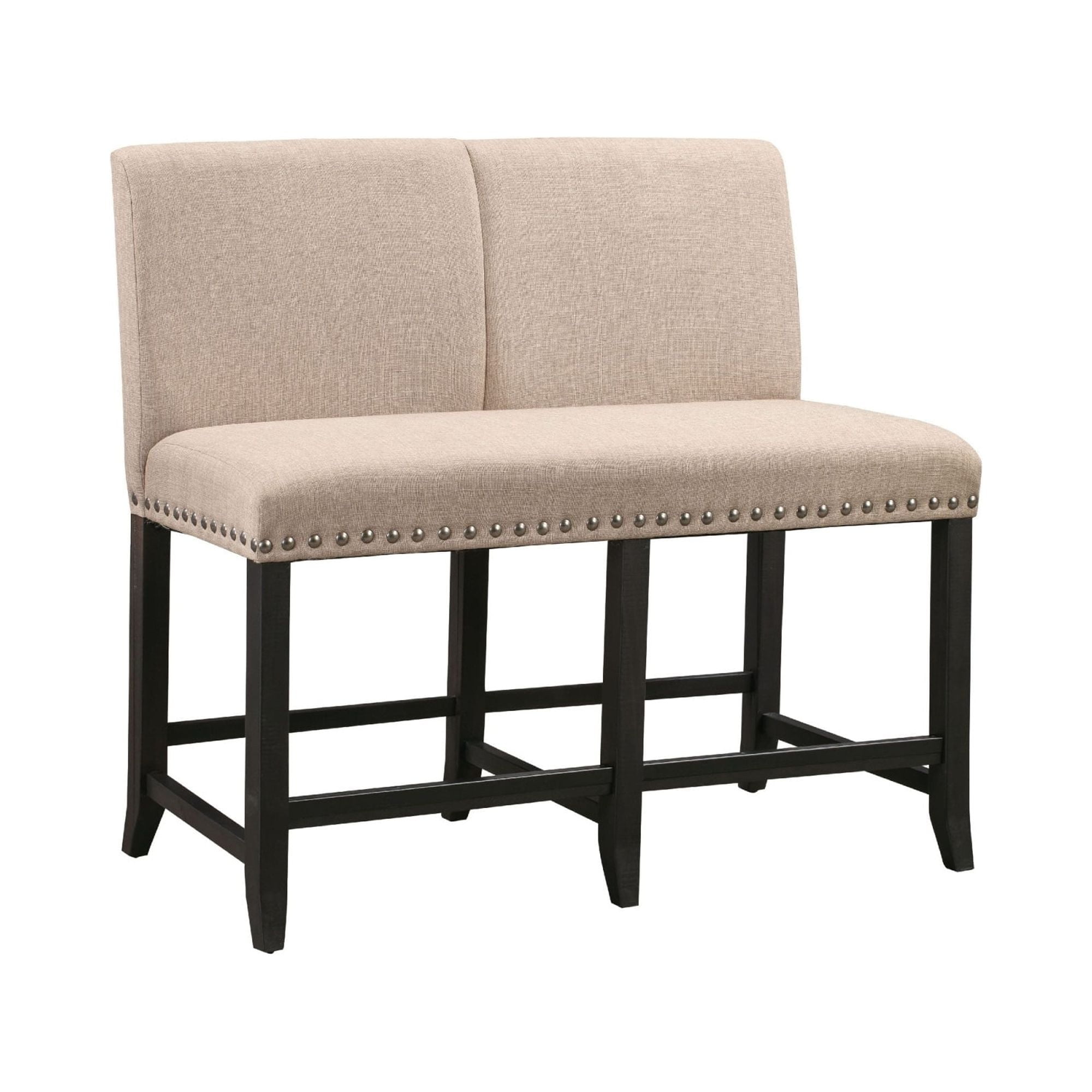 Liu 45 Inch Counter Chair Banquet Sofa, Upholstered, Nailhead Trim ...