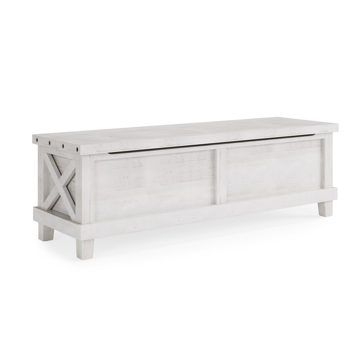 Liu 58 Inch Storage Bench, Solid Pine Wood, Crossbuck Side Braces ...