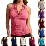 LiuXxxx Women's Casual Neck Draped Front Sexy Backless Tank Top Hot ...
