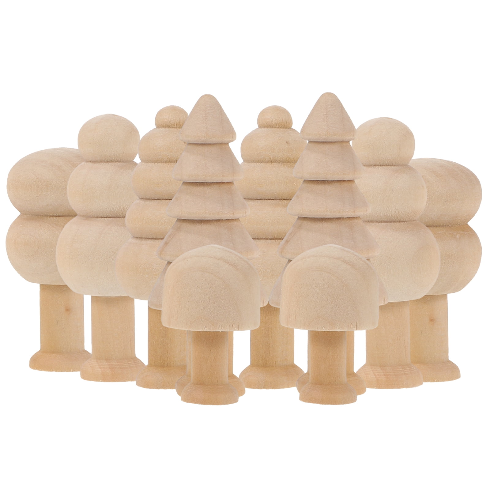 Liukekj 10pcs Unfinished Wooden Tree DIY Tree Mini Wooden Trees for ...