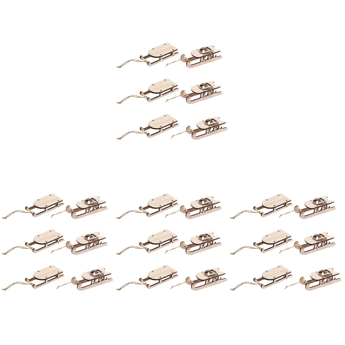 Liukekj 24 pcs Wooden Sleigh Pendants Unfinished Blank Sleigh Cutouts ...