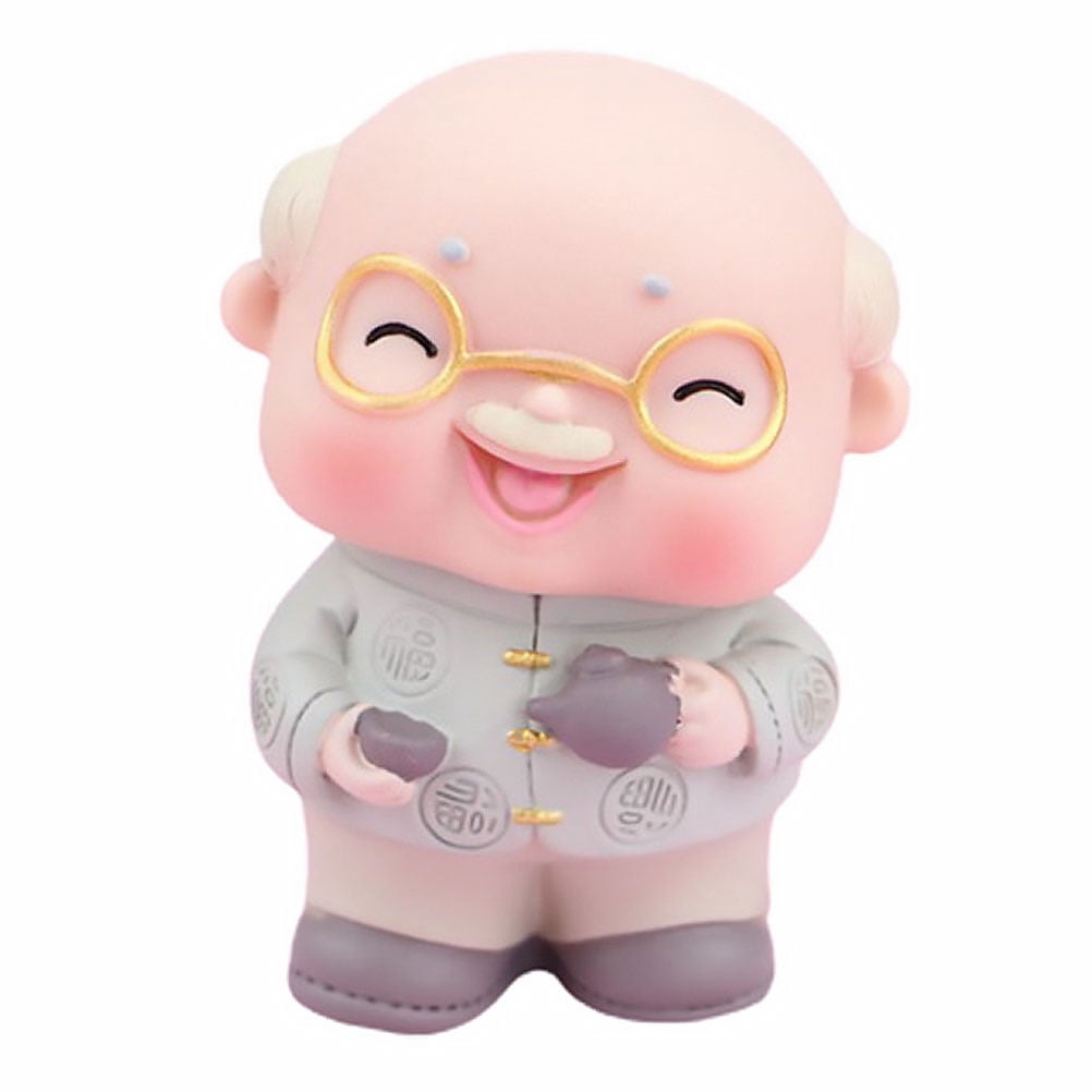 Liukekj Elderly Couple Figurine Small Cartoon Grandpa Grandma Model ...