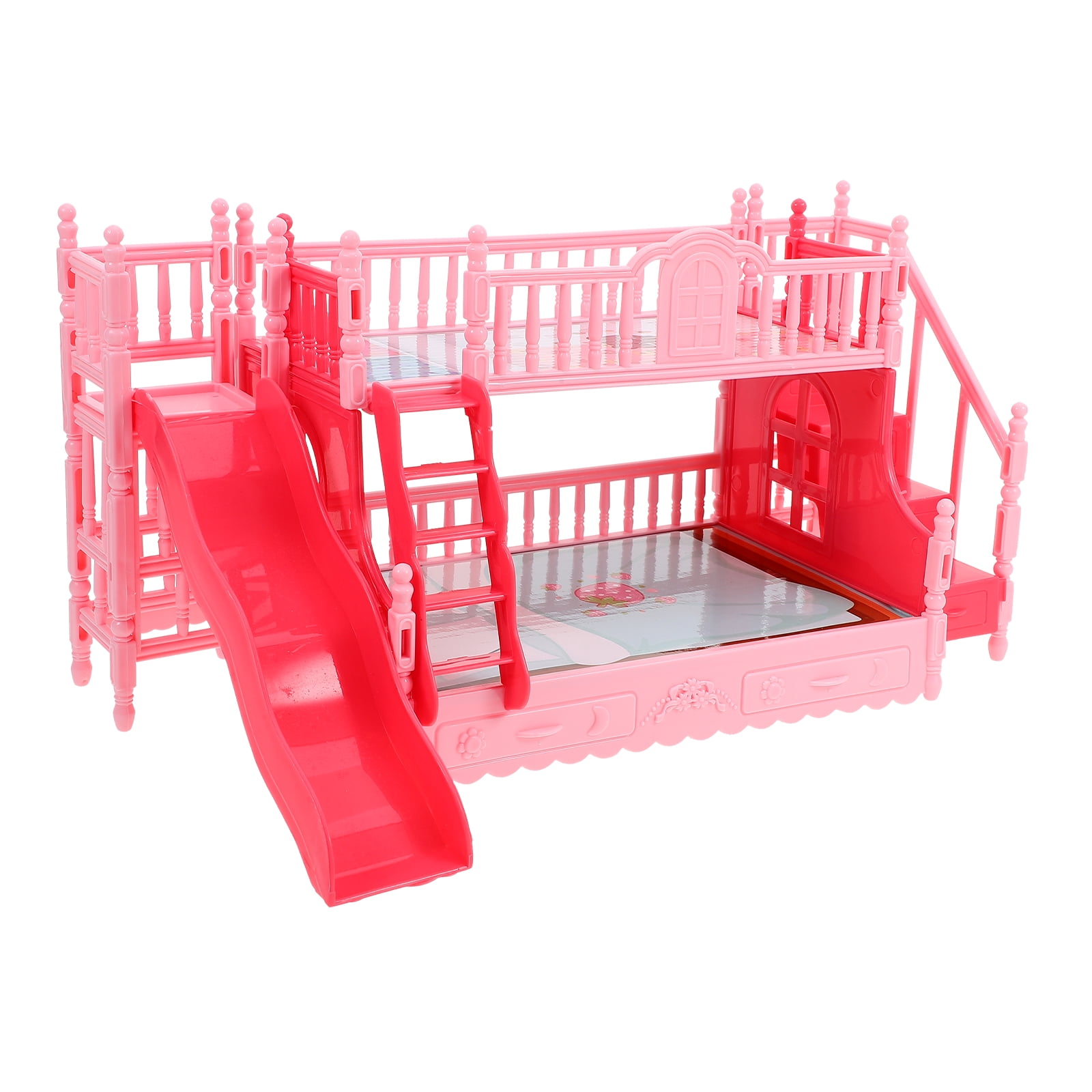 Liukekj Pretend Play Game Small Double-deck Bed Doll Bunk Bed ...