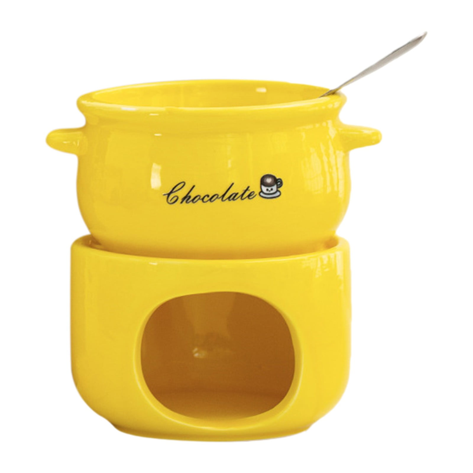 Liulin Fondue Pot Set with Forks, Small Ceramic Fondue Pot for Melting ...
