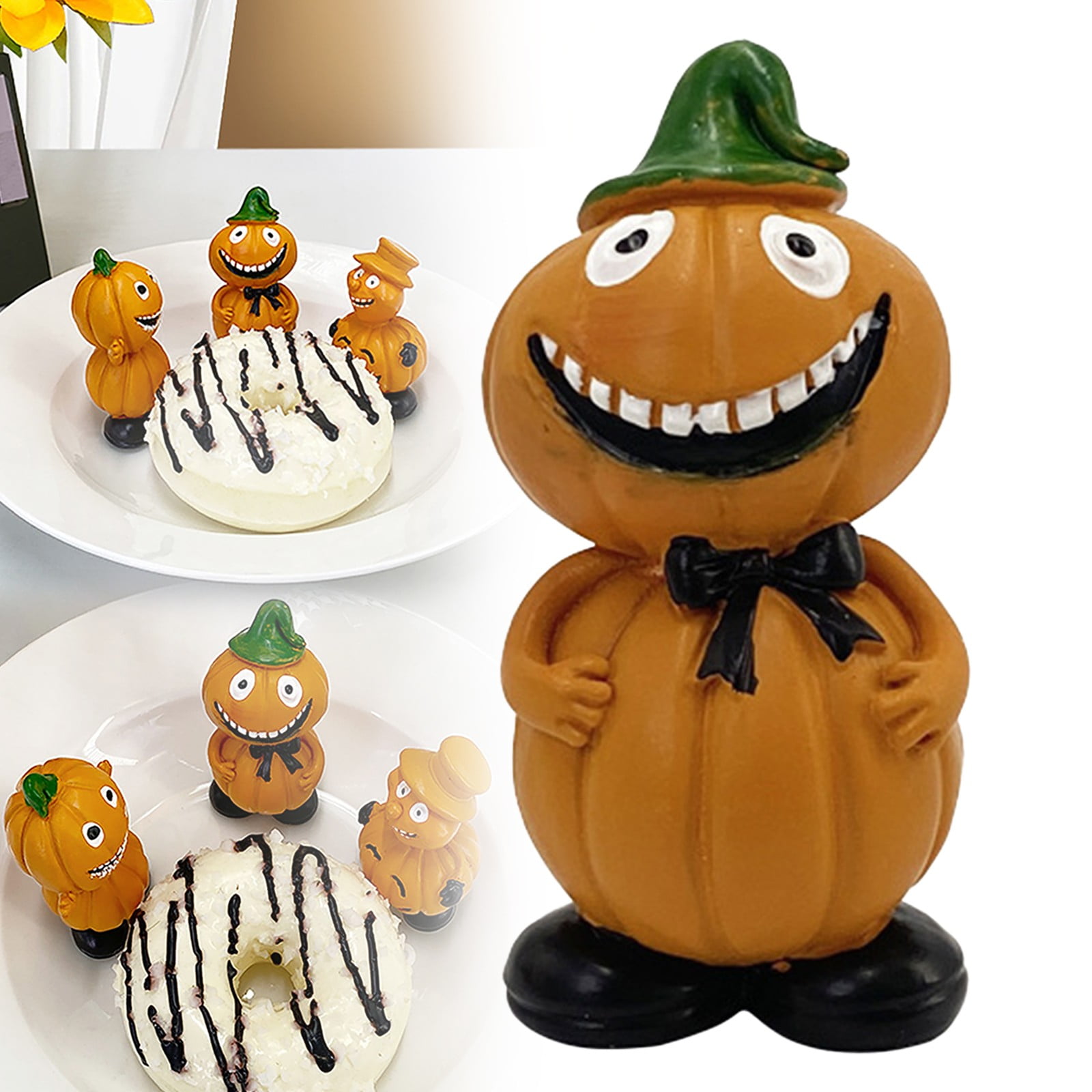 Liulin Halloween Miniature Pumpkin Figurines, Spooky Resin Pumpkin ...
