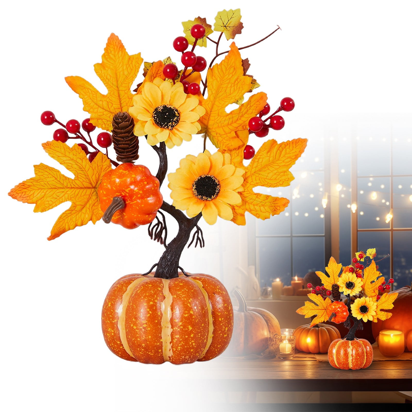 Liulin Halloween Simulation Pumpkin Tree Decorations, Realistic ...