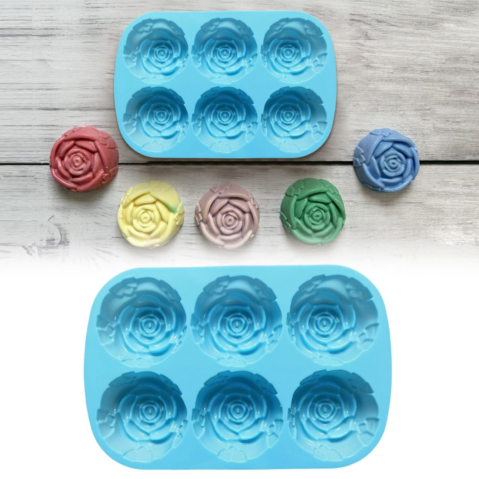 Liulin Rose Silicone Mold, 6-Cavity Non-Stick Rose Mold, Food Grade ...