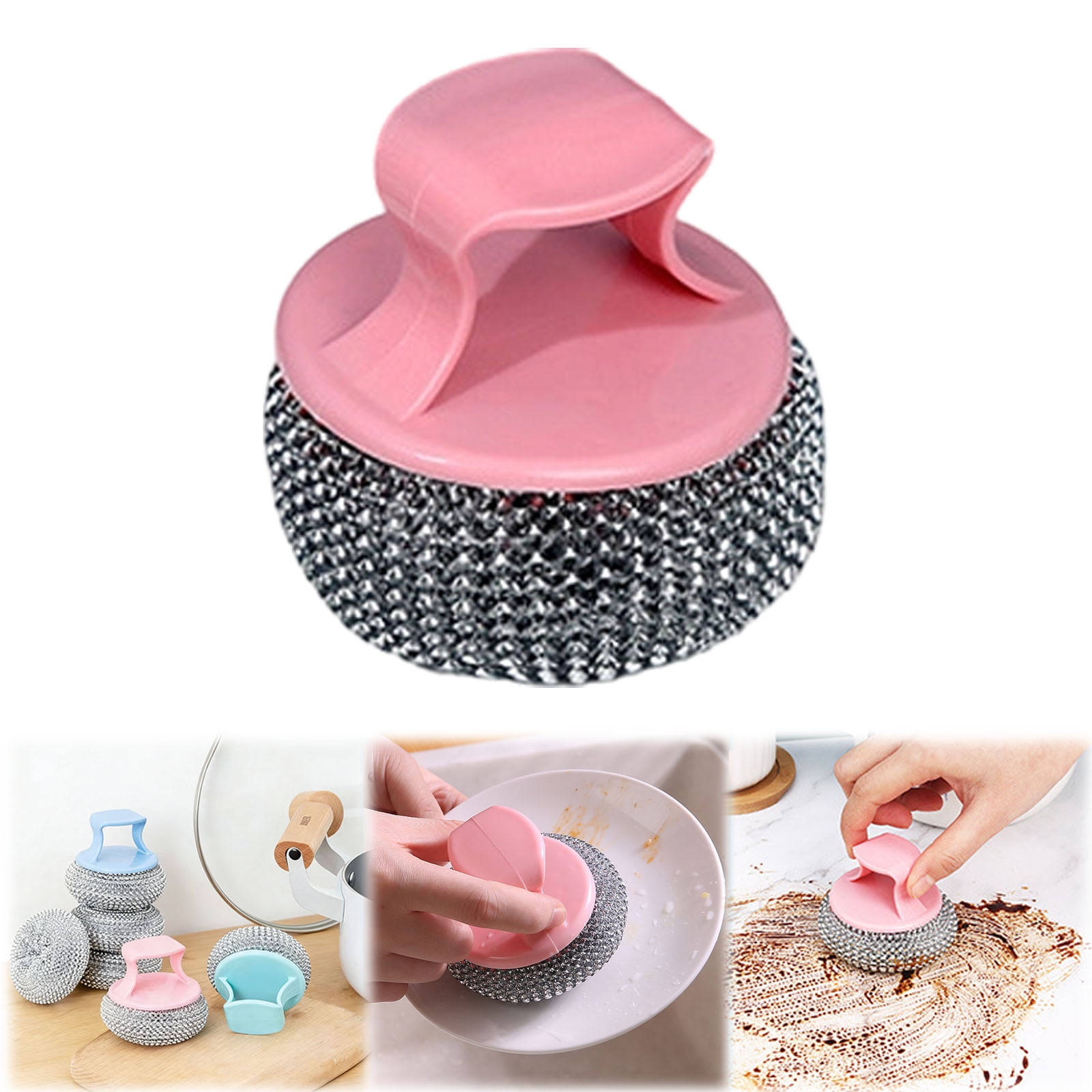 Liulin Steel Wool Scrubber, Stainless Steel Scrubber with Removable ...