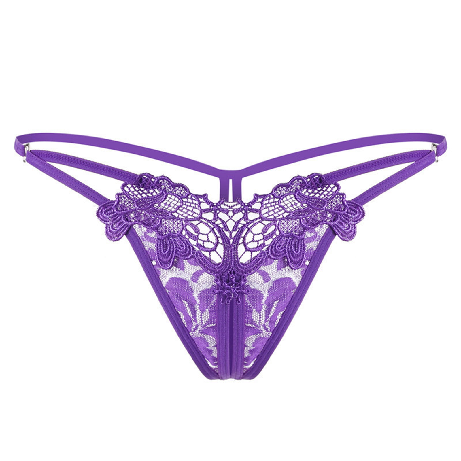 Liushuuu Women Hollow Embroidered Panties Low Waist Sexy Thong Side