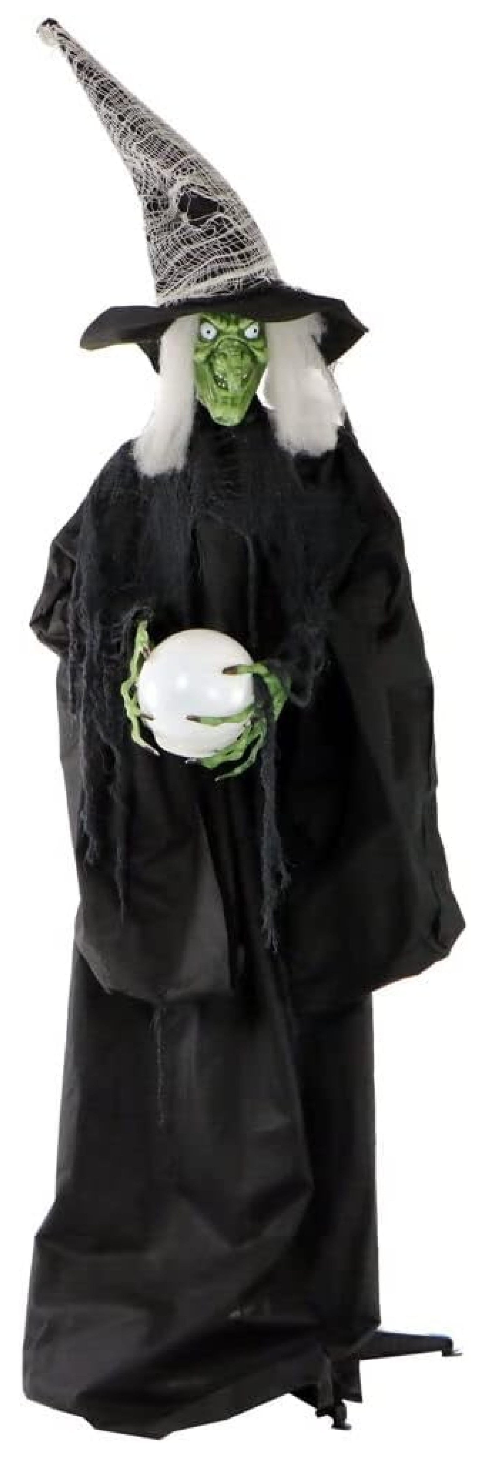Liuyao Life-Size Scary Poseable Witch with Crystal and Touch Activated ...