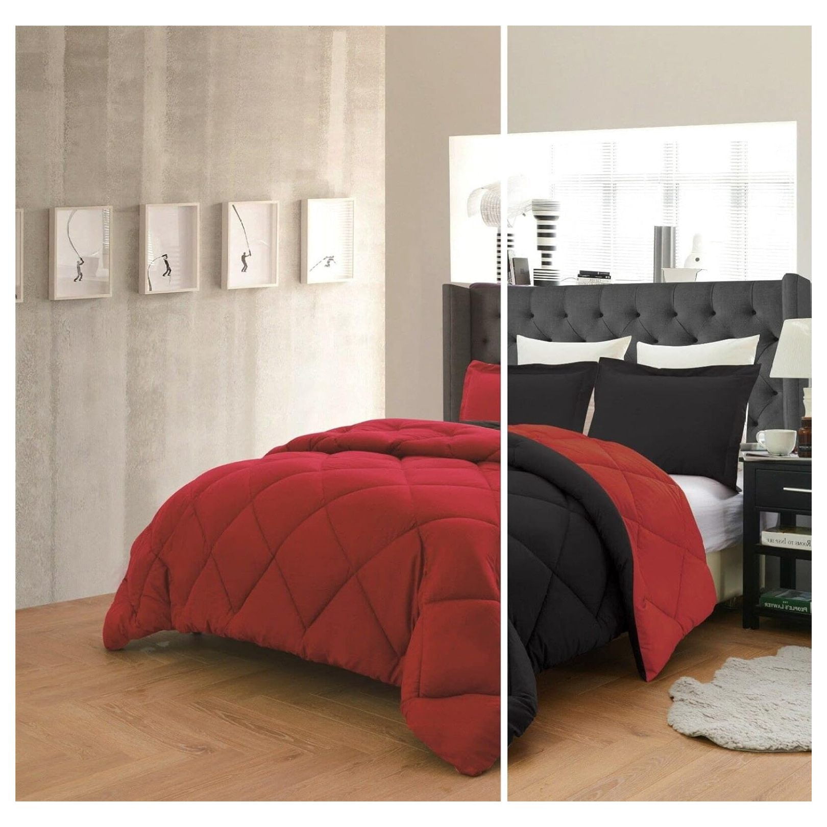 Liuyao Reversible Comforter and Pillow Shams 3-Piece Set in 10 Color ...