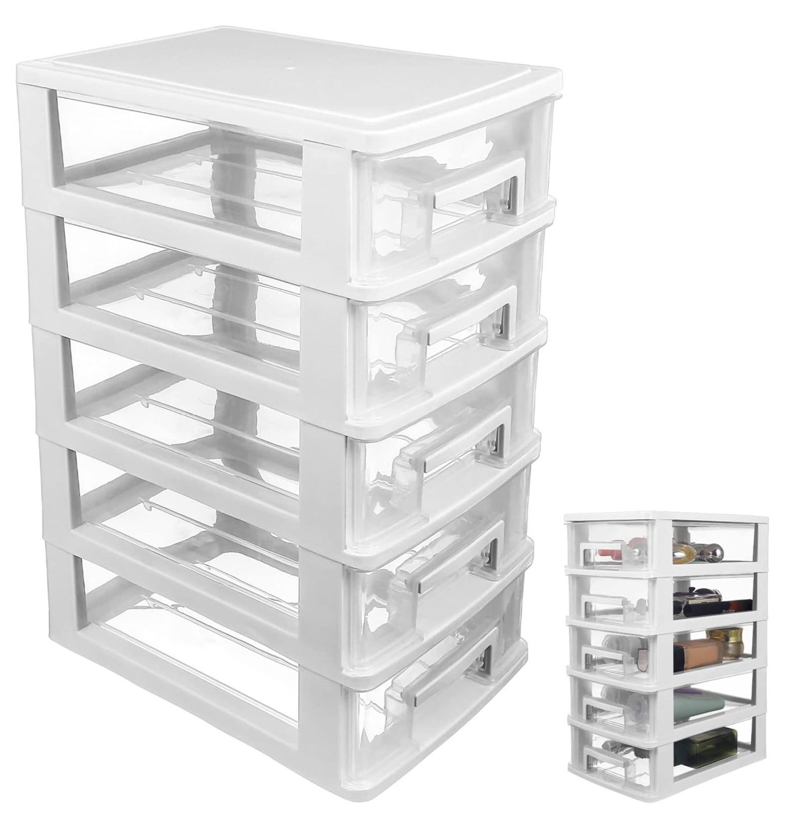 Liuyao Small 5 Drawer Desktop Storage Unit, Mini Plastic Drawers ...