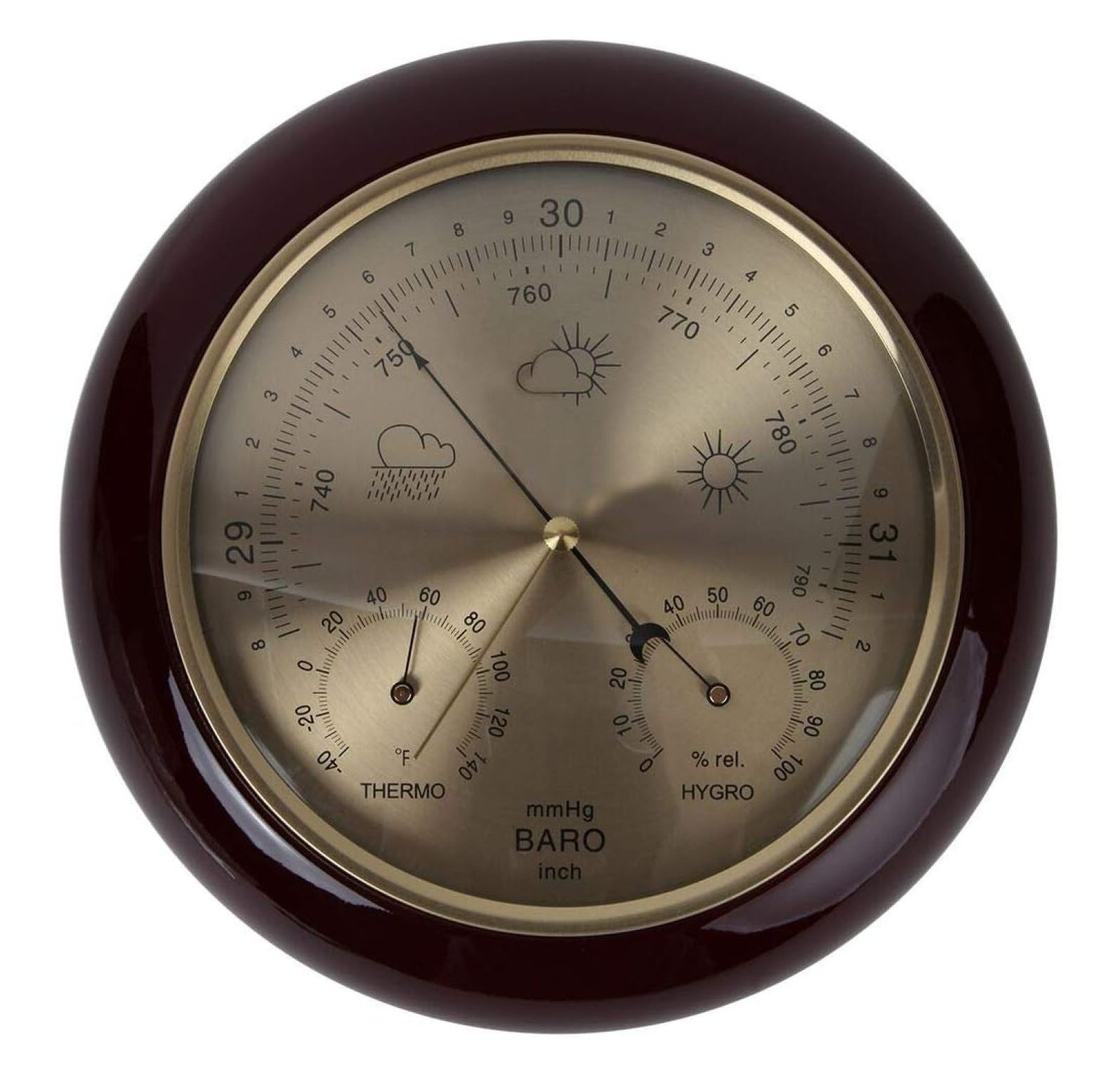 Liuyao Weather Station Wall Decor, Wood Frame Barometer, Thermometer ...