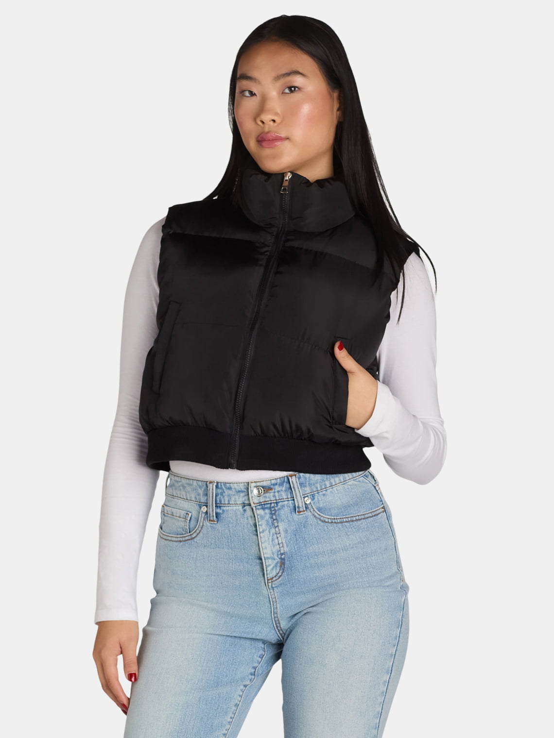 Liv & Lottie Juniors’ Cropped Puffer Vest, Sizes S-XL - Walmart.com