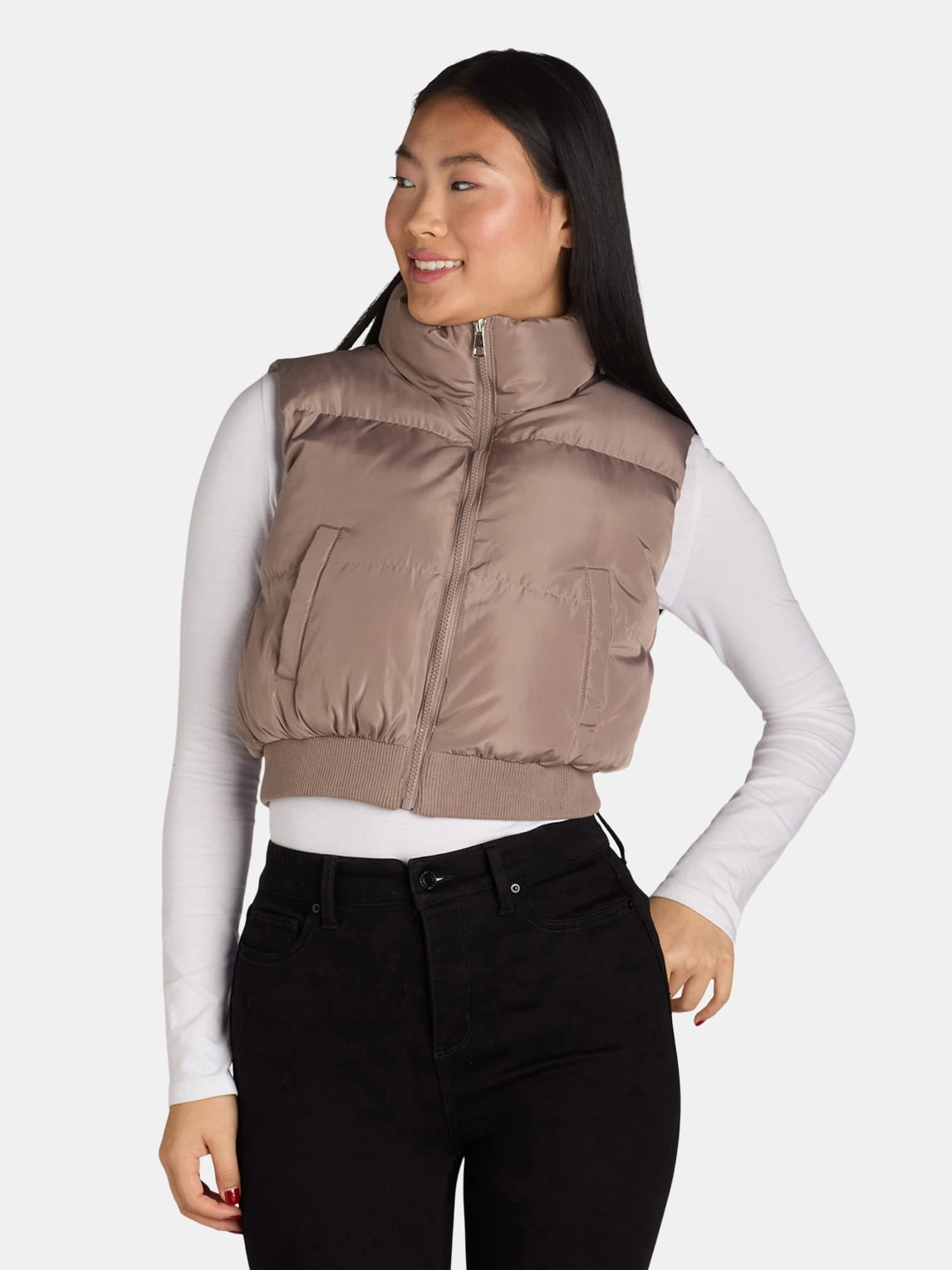 Liv & Lottie Juniors’ Cropped Puffer Vest, Sizes S-XL - Walmart.com