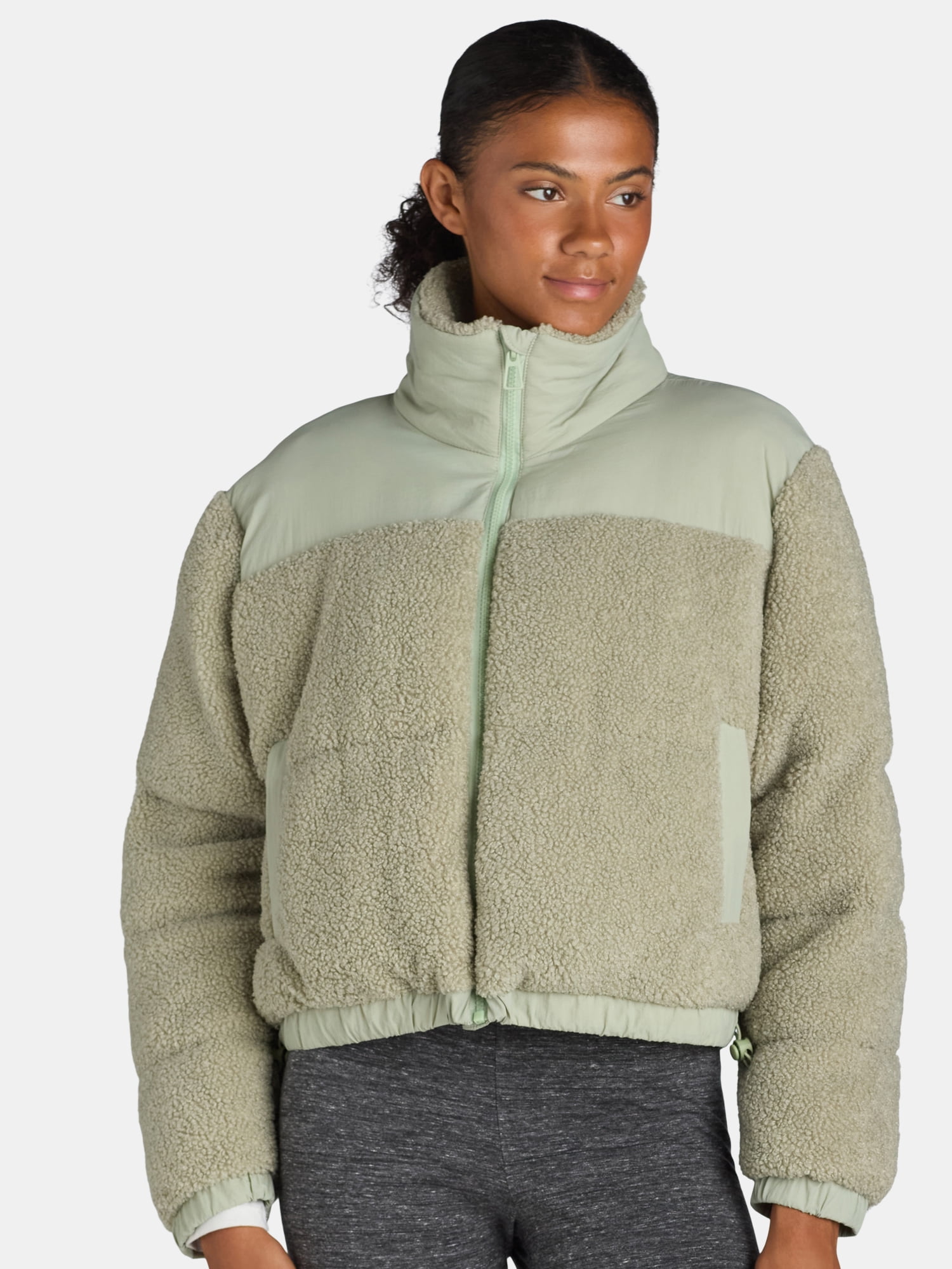 Liv & Lottie Women’s Teddy Fleece Puffer Jacket with Pockets, Sizes S ...