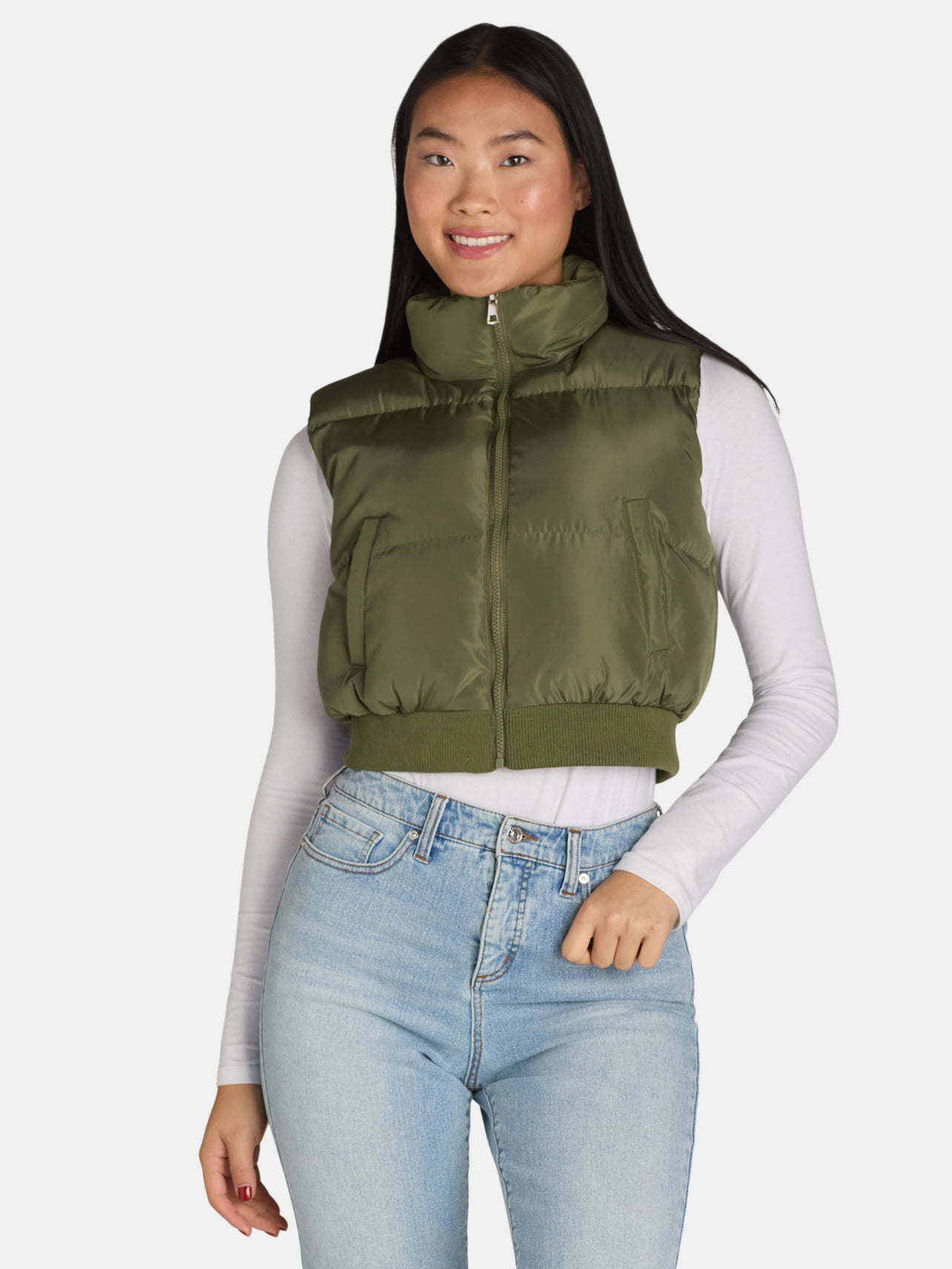 Liv & Lottie Juniors’ Cropped Puffer Vest, Sizes S-XL - Walmart.com