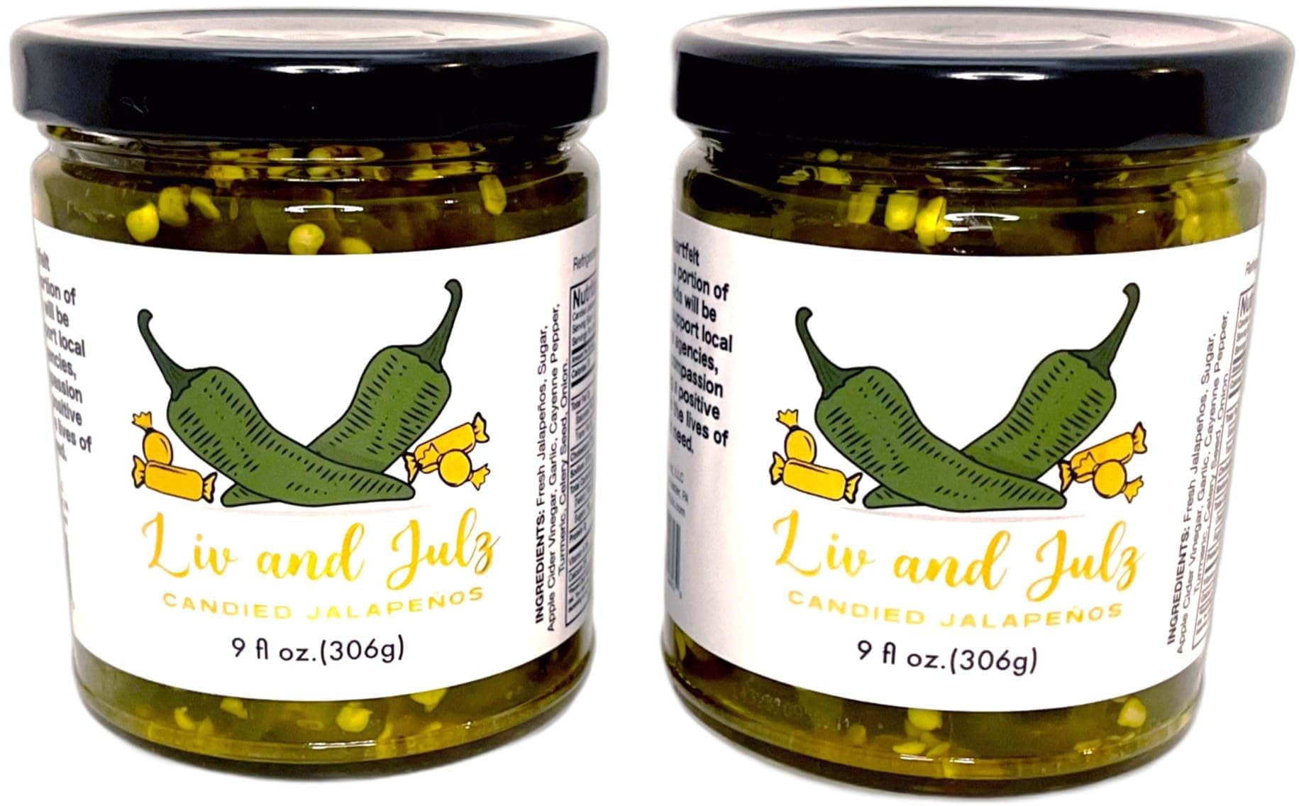 Liv and Julz, AJH3 Candied Jalapeños 9 Fl Oz Twin Pack Cowboy Candy ...