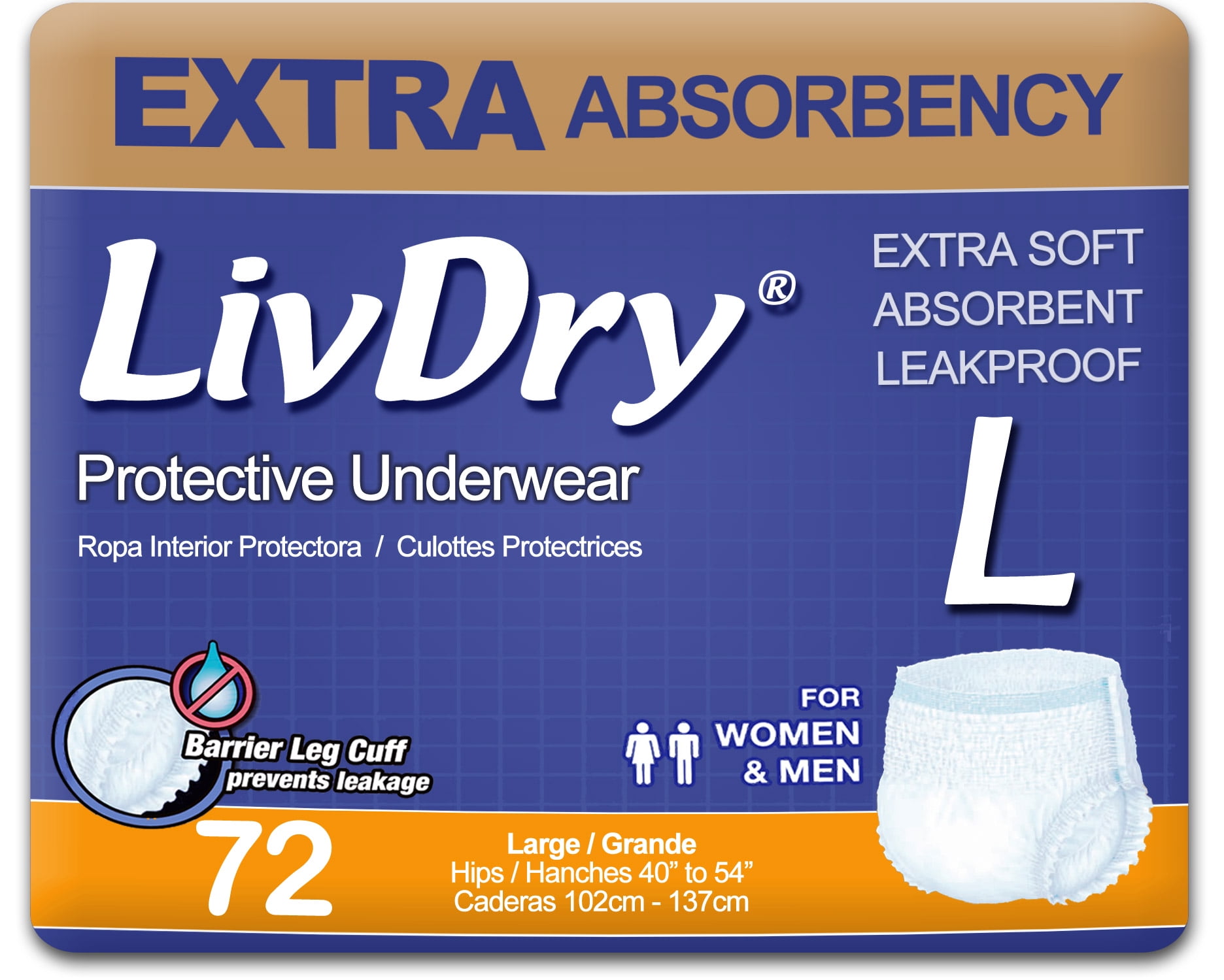LivDry Adult Diapers for Women and Men, Leak Guard Incontinence ...