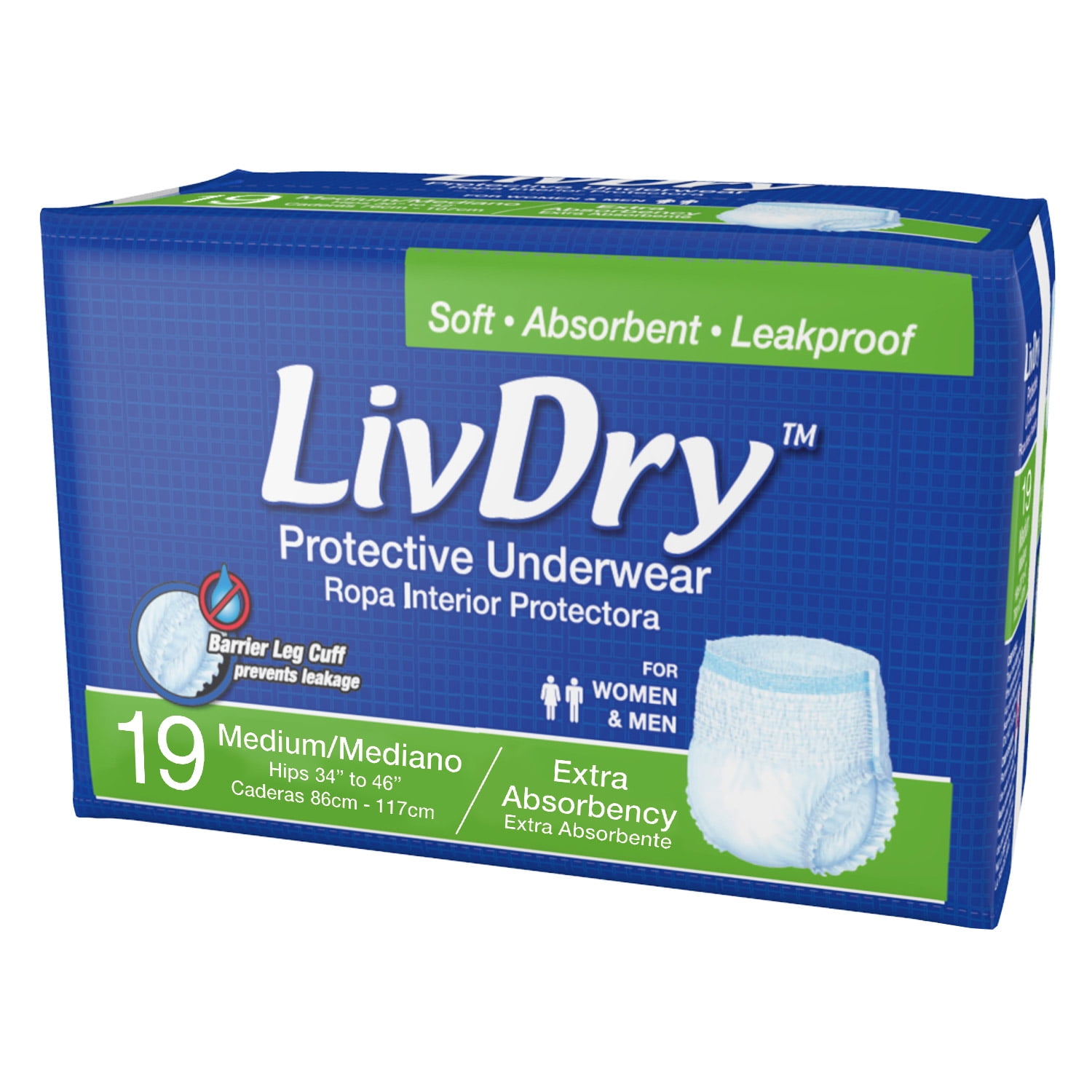 LivDry Adult Diapers for Women and Men, Leak Guard Incontinence ...