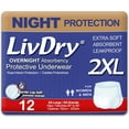 LivDry Adult XXL Incontinence Underwear, Overnight Comfort Absorbency ...