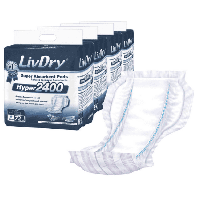 LivDry High Absorbency Pad Insert for Incontinence Briefs and Adult ...