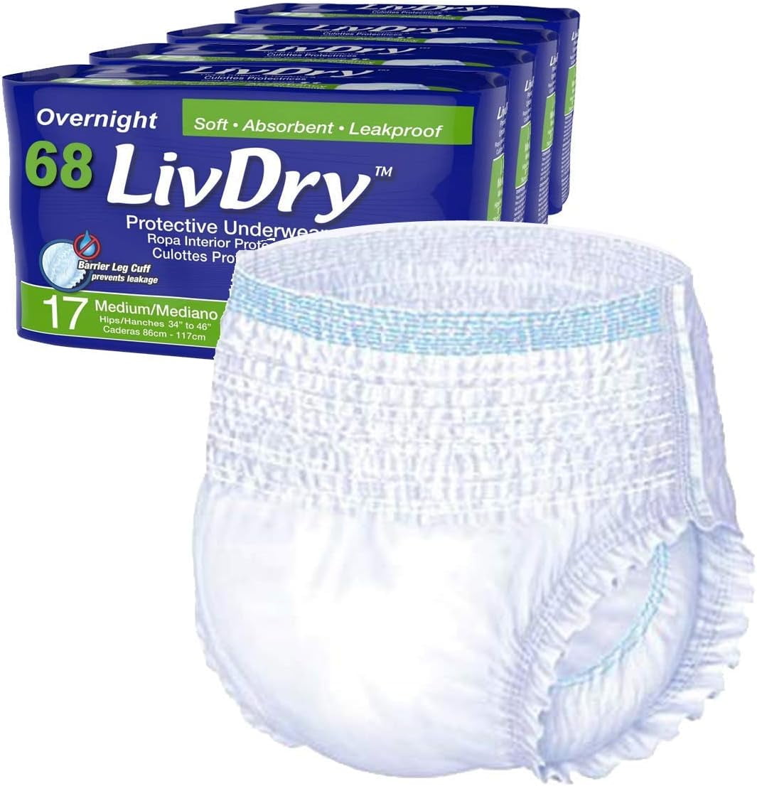 LivDry M Overnight Adult Diapers for Women and Men, Incontinence ...