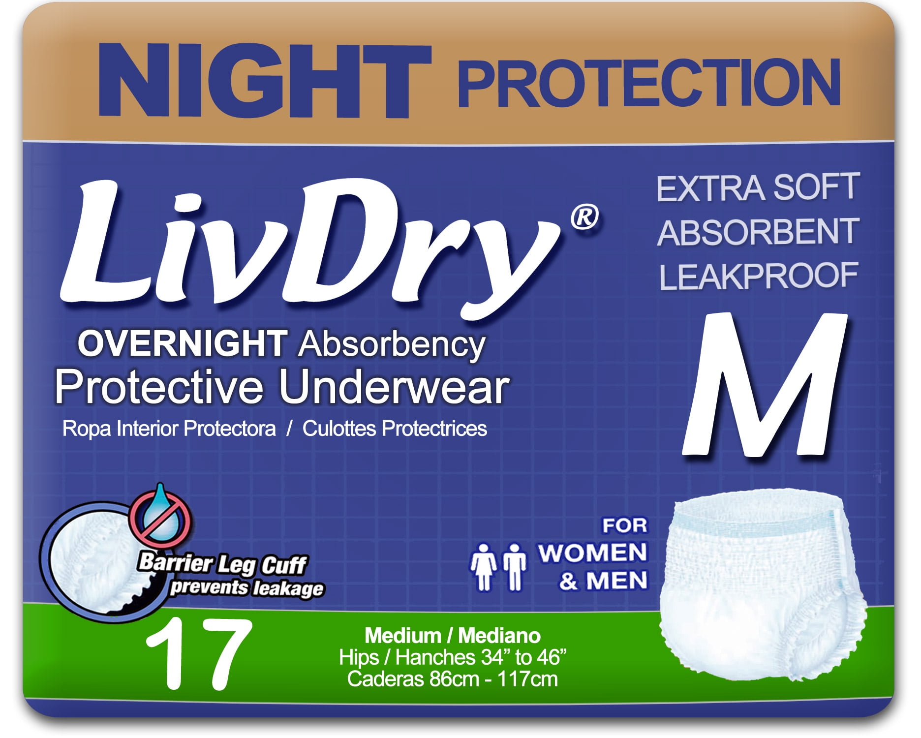 LivDry Overnight Adult Diapers for Women and Men, Max Protection ...