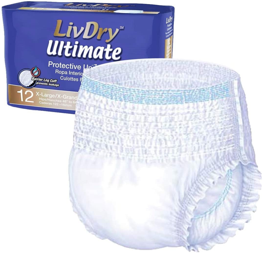 LivDry Ultimate Adult Diapers for Women and Men, Max Absorbency ...
