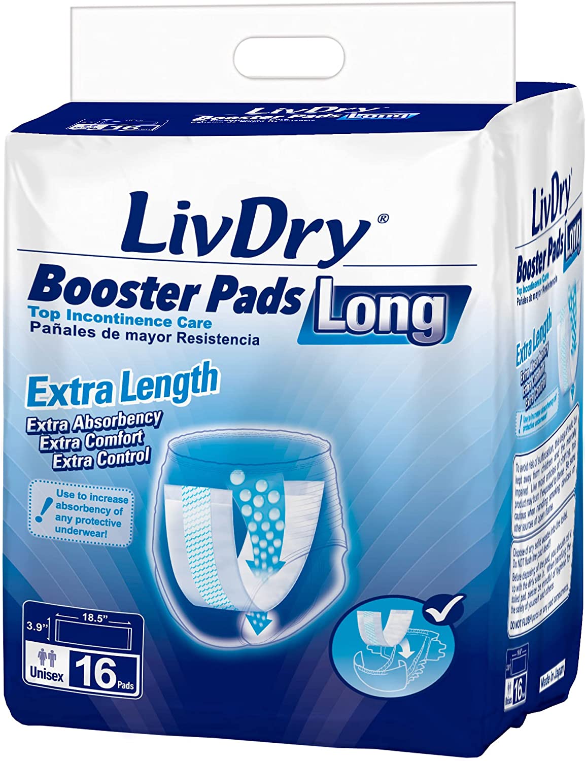 LivDry Adult Diaper Liners, Extra Absorbent Incontinent Care Booster ...