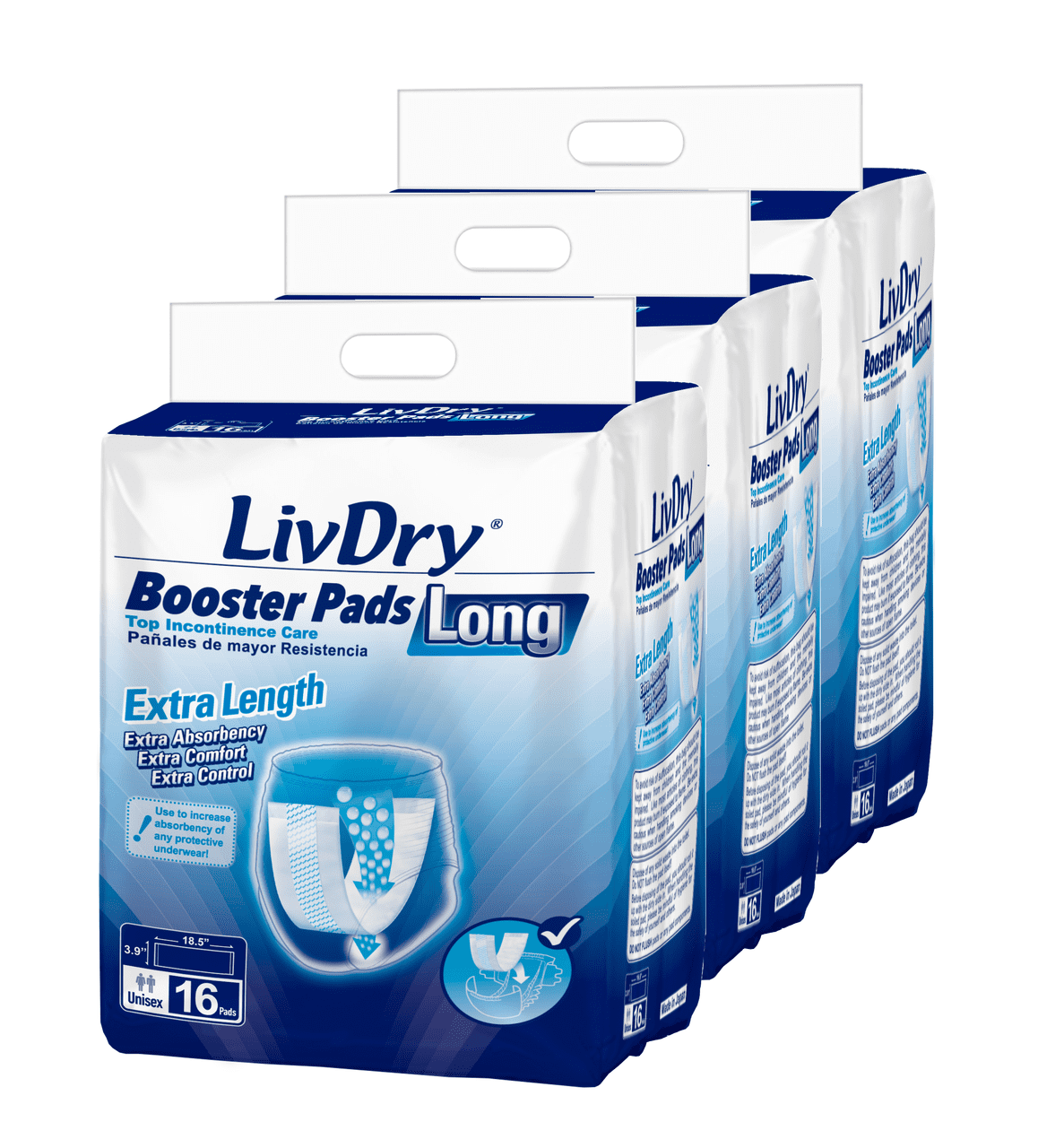LivDry Unisex Incontinence Booster Pads | Extra Absorbent | Disposable ...