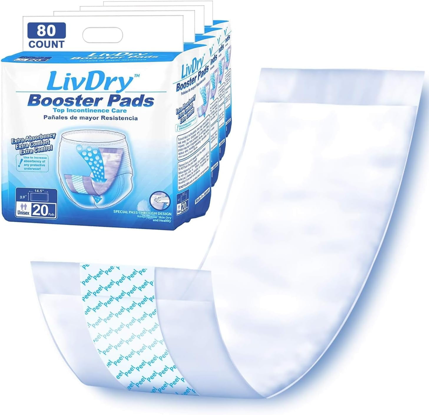 LivDry Unisex Incontinence Booster Pads | Extra Absorbent Passthrough ...