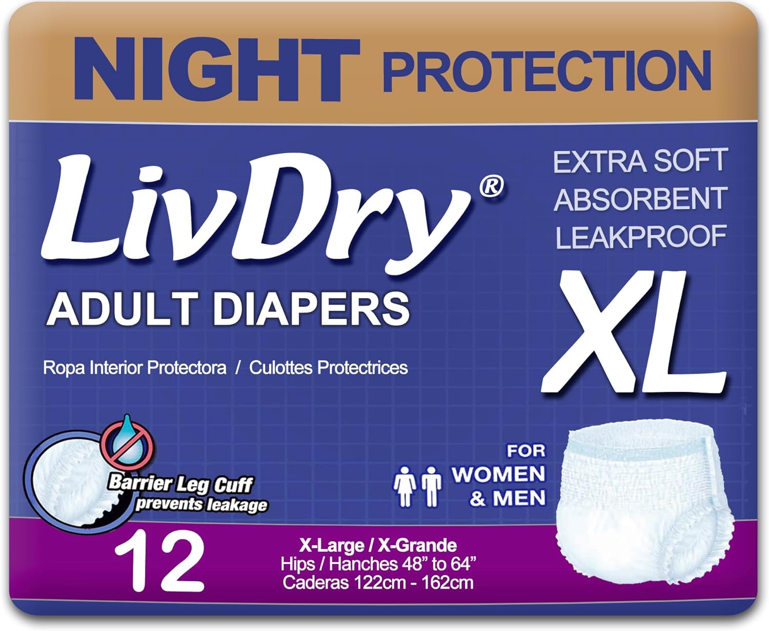 NorthShore MegaMax Adult Overnight Diapers, Made in USA, 12-Hour Tab ...