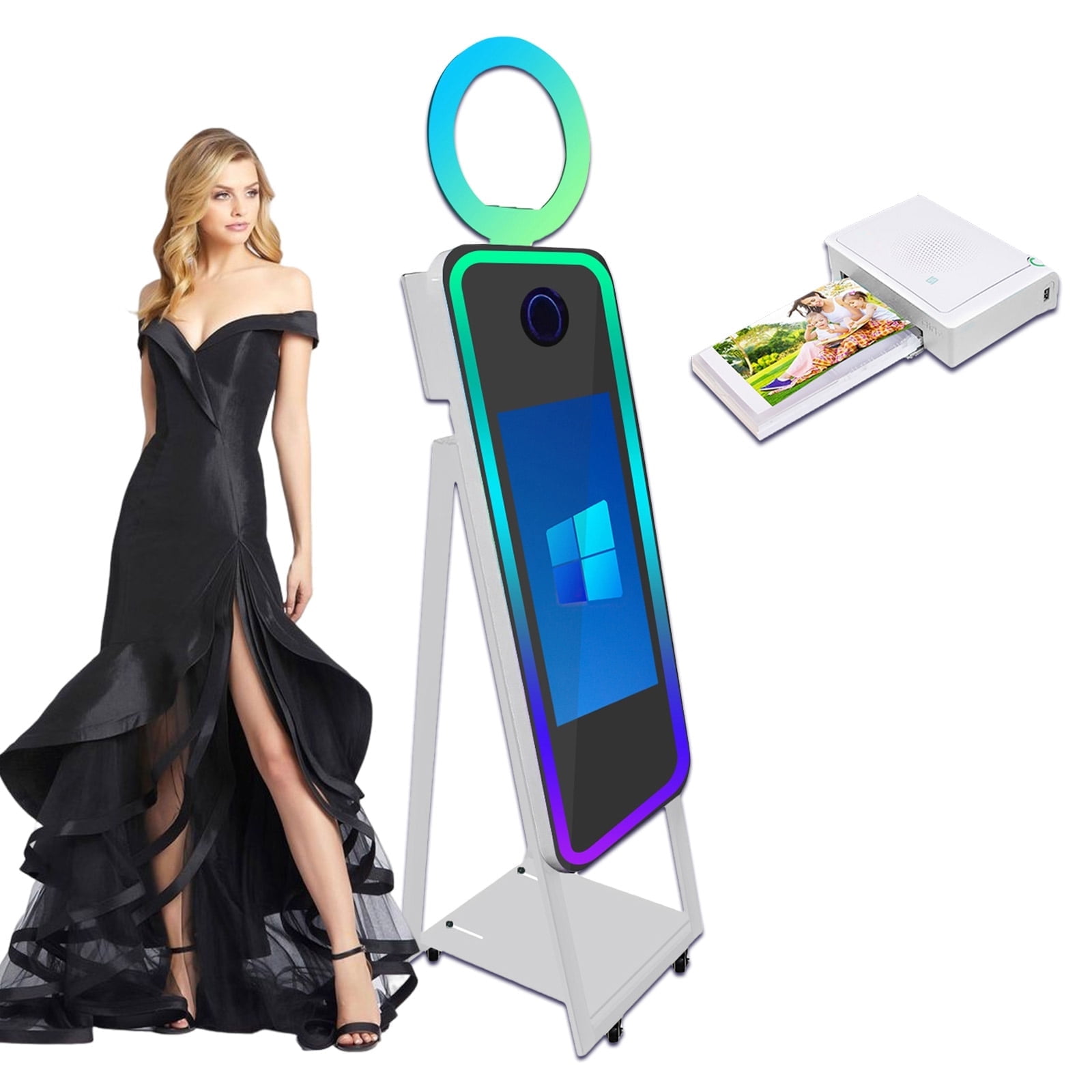LivFiv 40inch Mirror Photobooth with 21.5inch Touch Screen Selfie ...