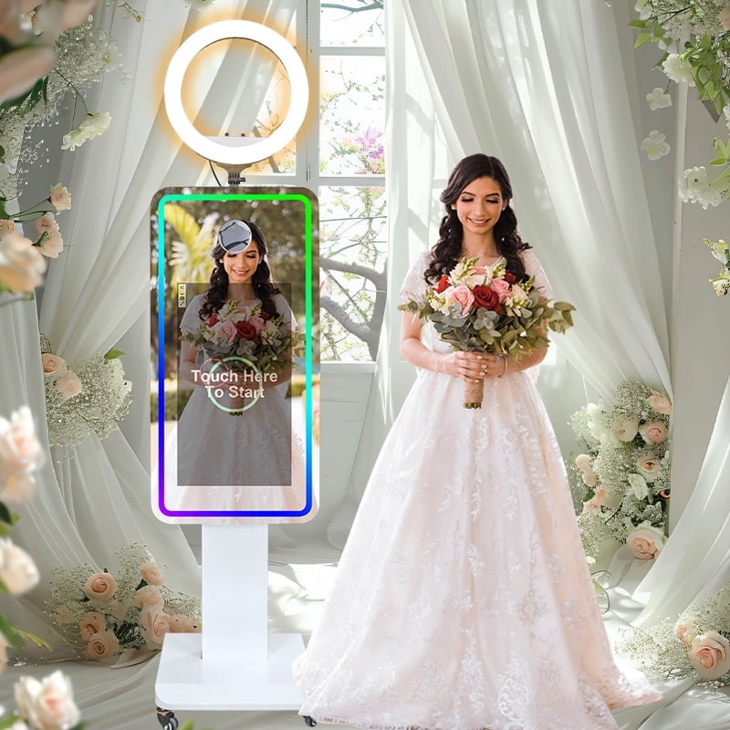 LivFiv Mirror Photobooth Machine 21.5in LCD Touch Screen Portable ...