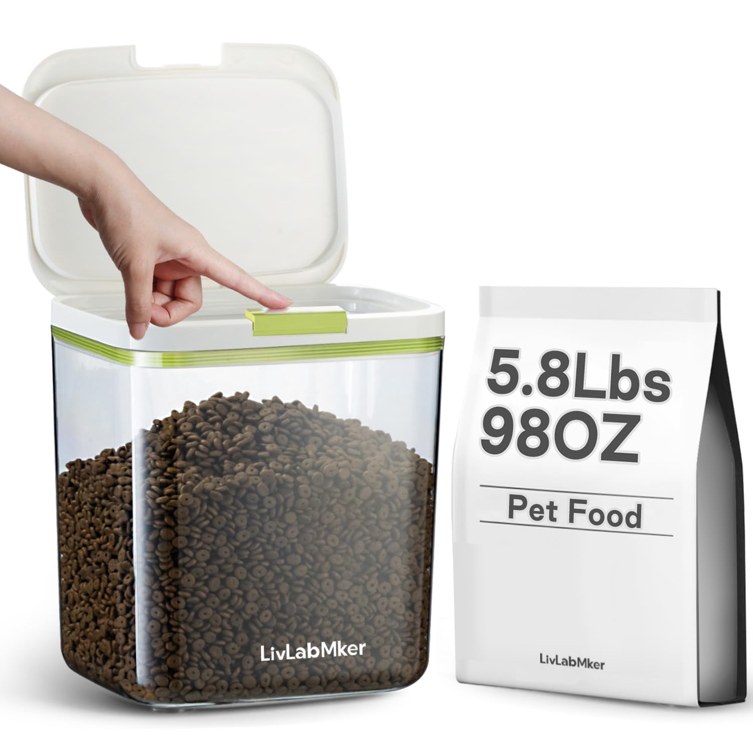 LivLab Mker 5.8lbs/98OZ/5.3qt Airtight TMA2 Dog food storage container ...