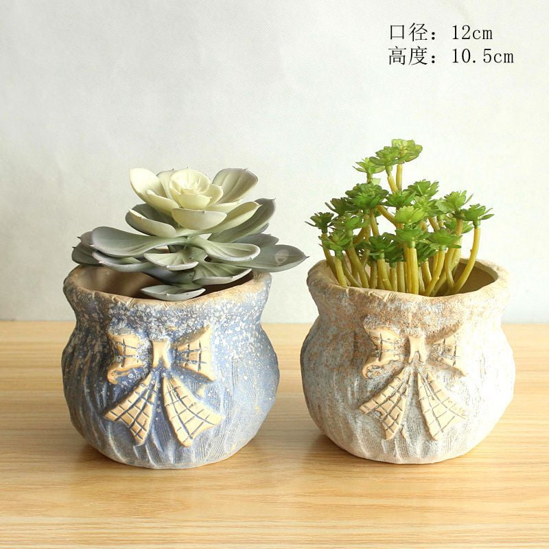 LivNxt Ceramic Succulent Planter - Rustic Pottery Flower Pot for ...