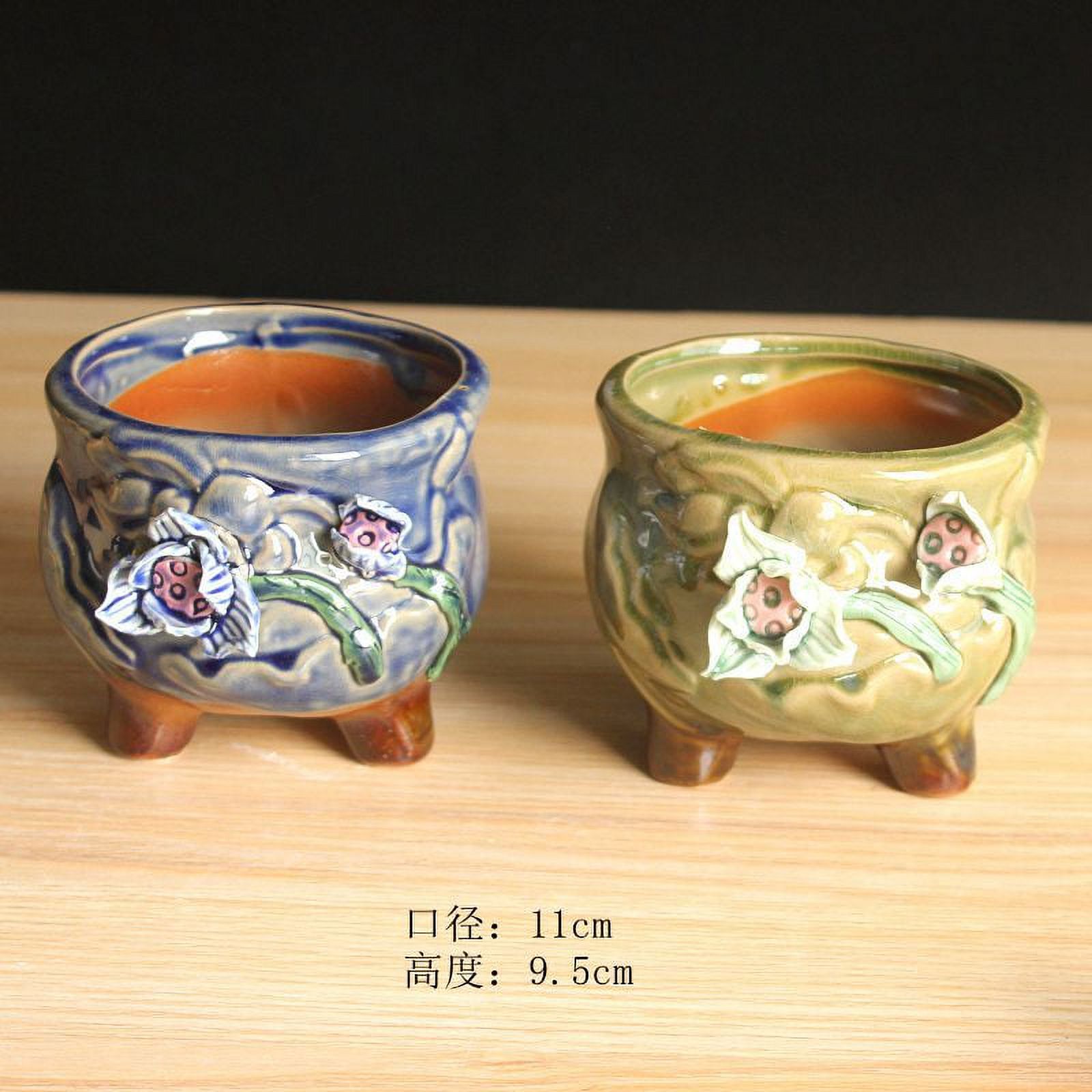 LivNxt Handcrafted Ceramic Succulent Planter - Desktop Potted Plant Pot ...