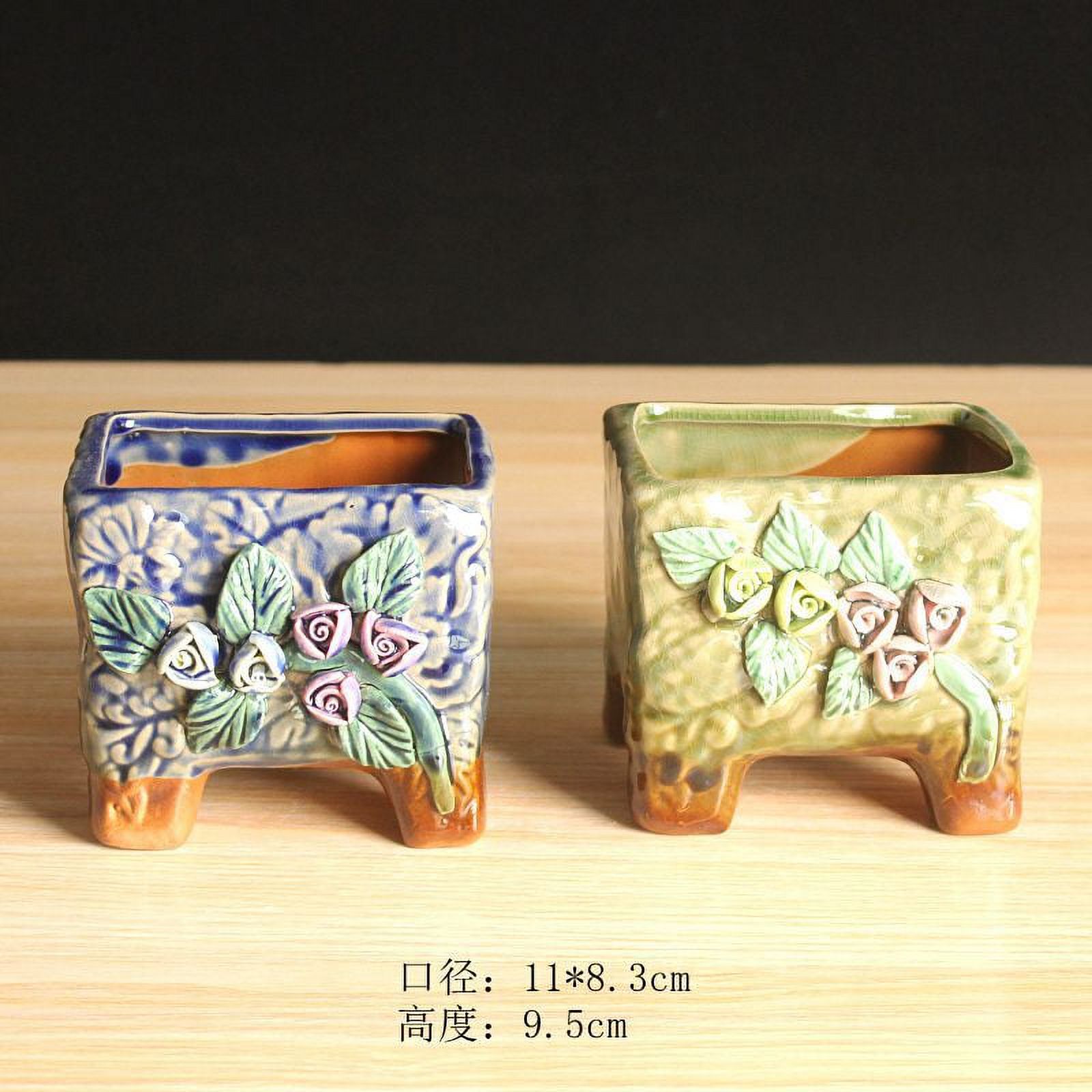 LivNxt Handcrafted Ceramic Succulent Planter - Desktop Potted Plant Pot ...