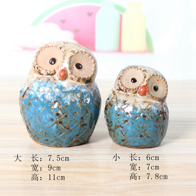 LivNxt Kiln-fired Ceramic Owl Artwork - Home Owl Craft Ornament Animal ...